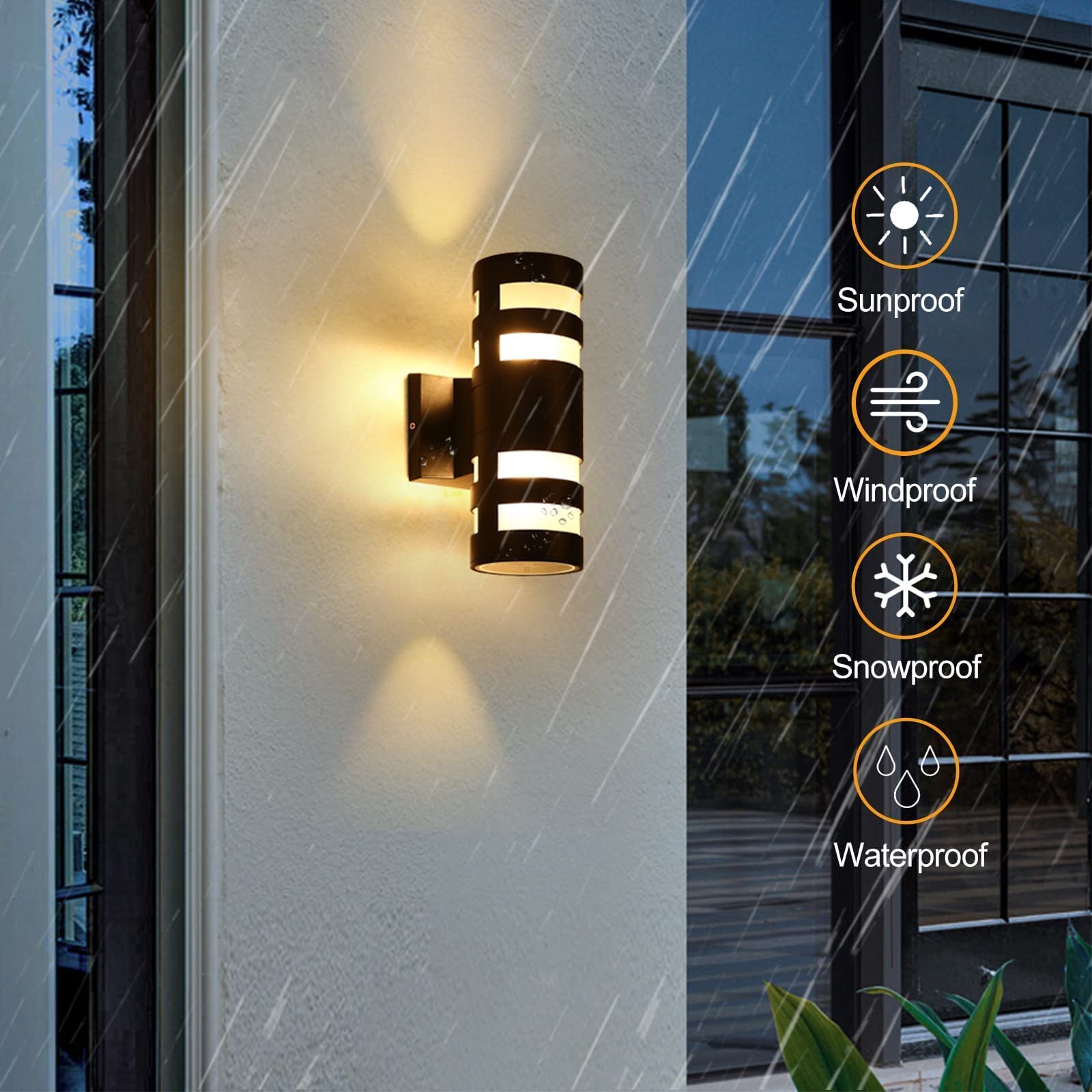 MUUTOON Outdoor Wall Sconce Modern Porch Wall Lights Exterior Light Fixture Waterproof Wall Mounted Wall Lamp Suitable for Garden, Terrace, Courtyard