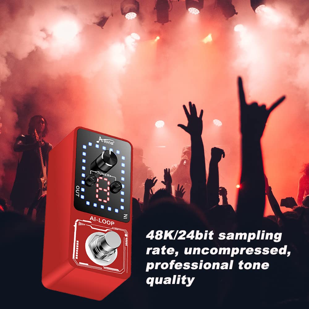 AITONE Looper Pedal Guitar Tuner 9 Loops 40 Minutes Recording Time for Electric Guitar Bass Effect with USB Output (AI-LOOP)