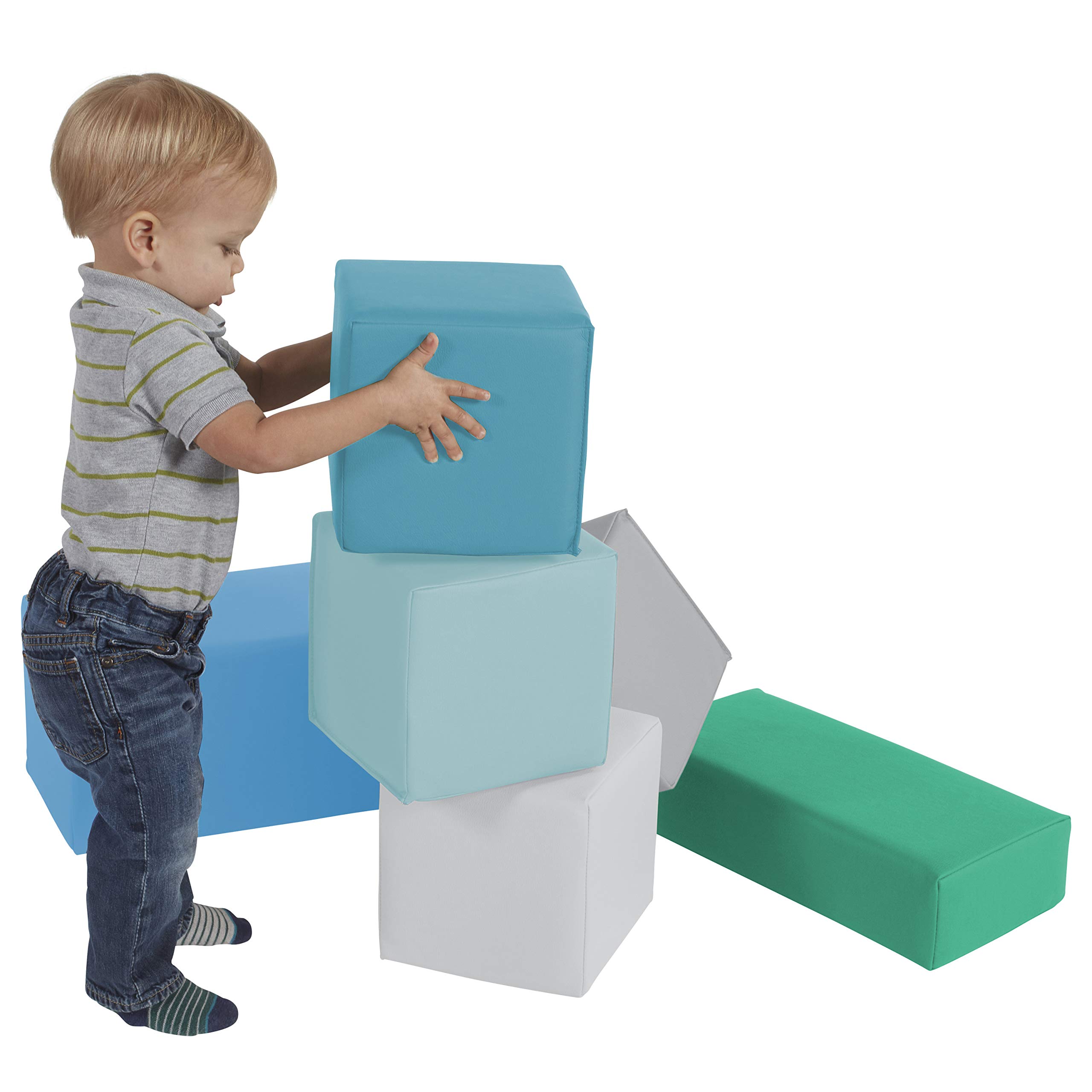Factory Direct Partners 10414-CT SoftScape Stack-a-Block Big Foam Construction Building Blocks, Soft Play Set for Toddlers and Kids (6-Piece Set) - Contemporary
