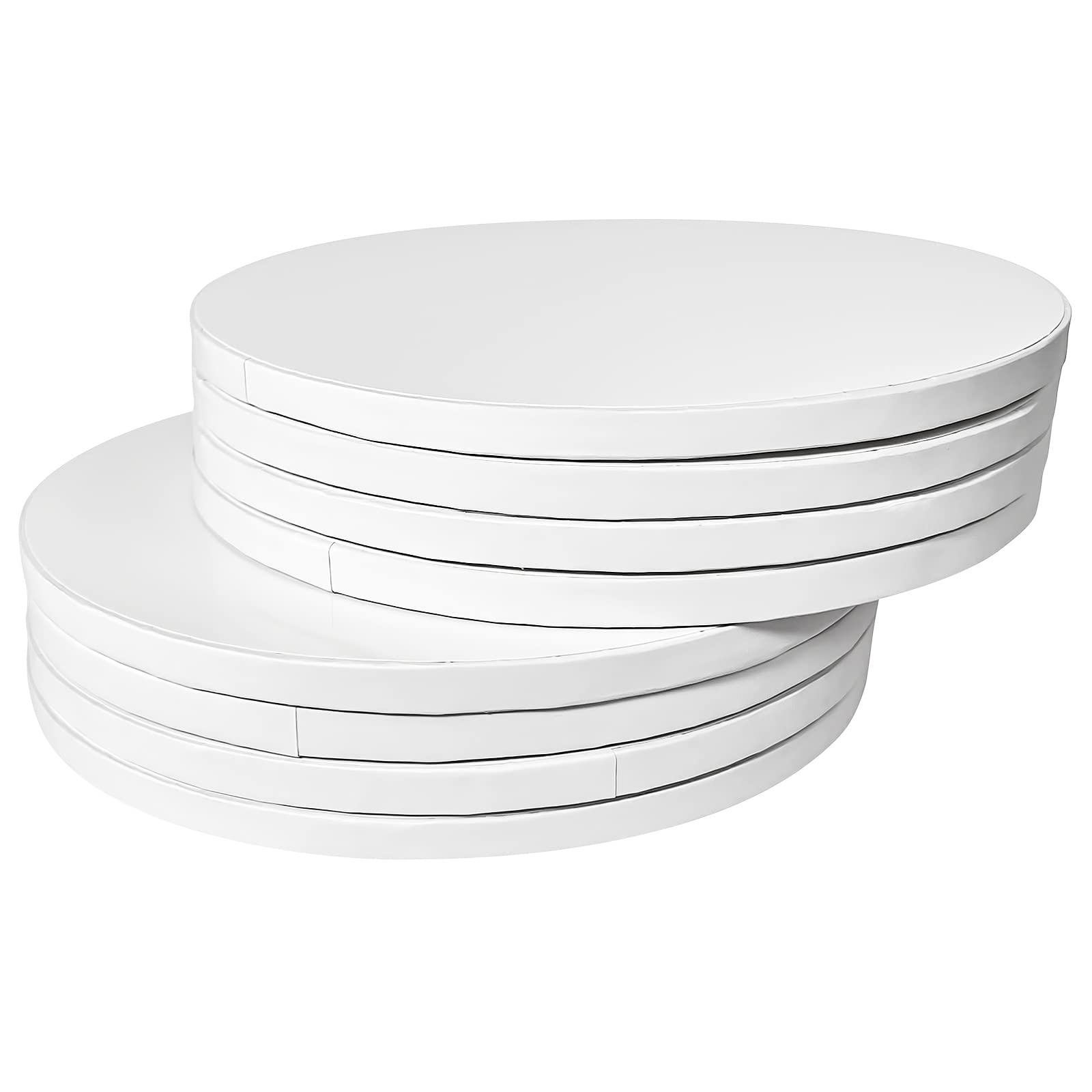 8-Pack 12 inch Cake Drums Cake Round Boards, White Sturdy Greaseproof Foil Cakeboard Drum Large Birthday Display Plate for Cakes,Professional Smooth Circle Base,1/2 Inch Thic