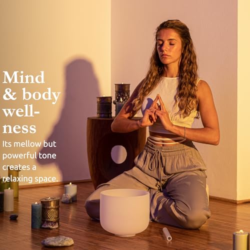 Meinl Sonic Energy Crystal Singing Bowl 9" A Note Brow Chakra, High-purity Quartz β for Meditation, ASMR, Sound Therapy, Yoga