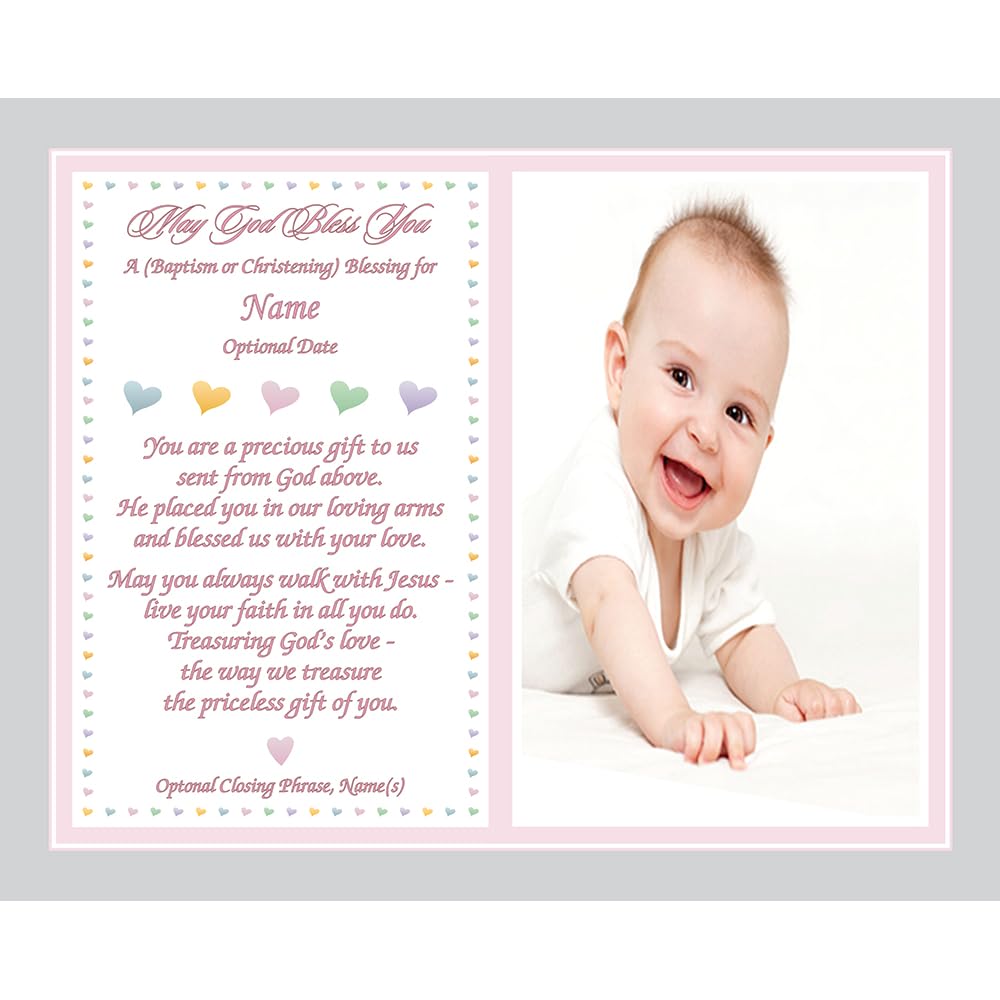 Poetry Gifts Custom Baptism Keepsake for Baby Girl, Personalized Print with Name, Date and Photo