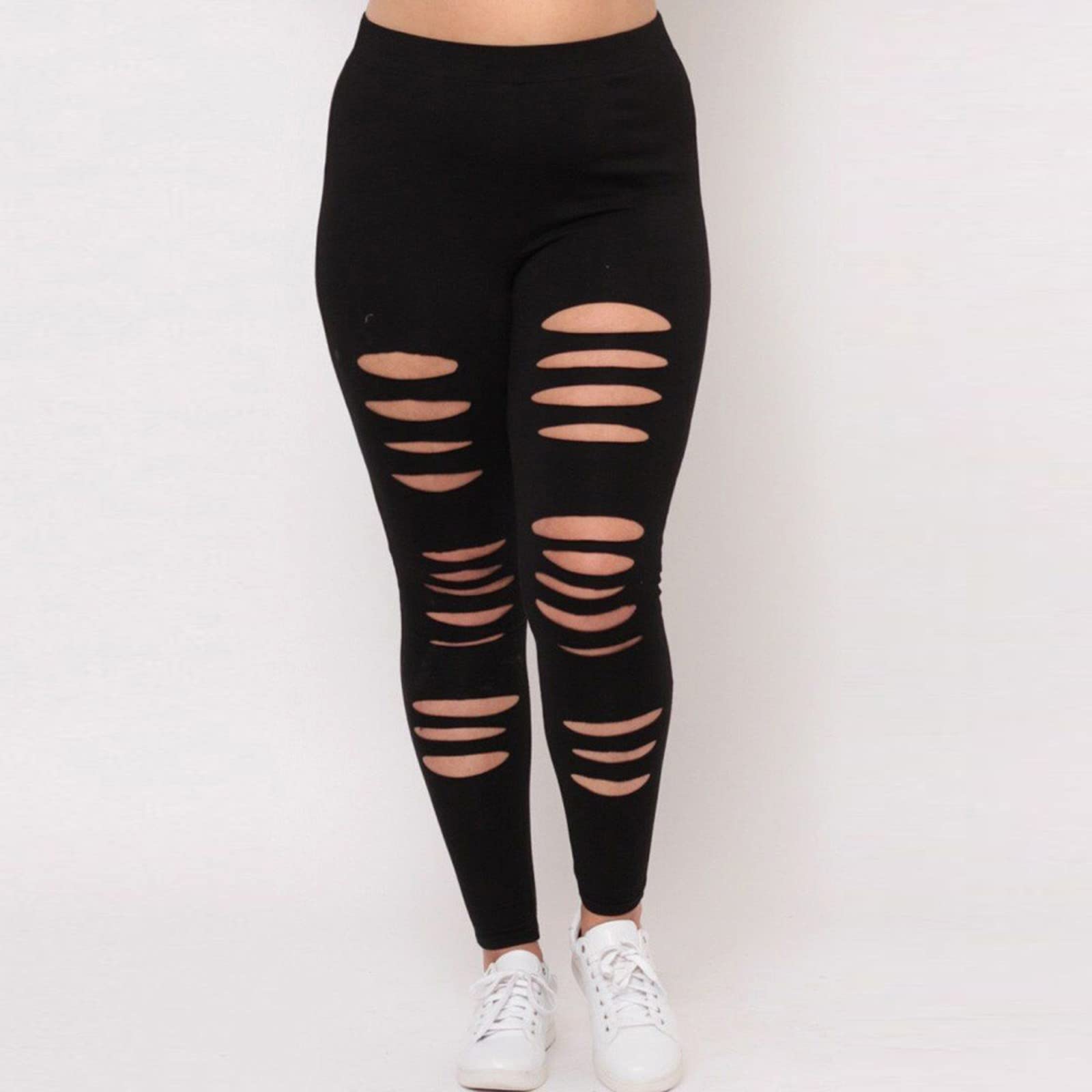 Angxiwan Leggings for Women Butt Lifting High Waisted Tummy Control Workout Leggings Plus Size Cut Out Athletic Yoga Pants Black