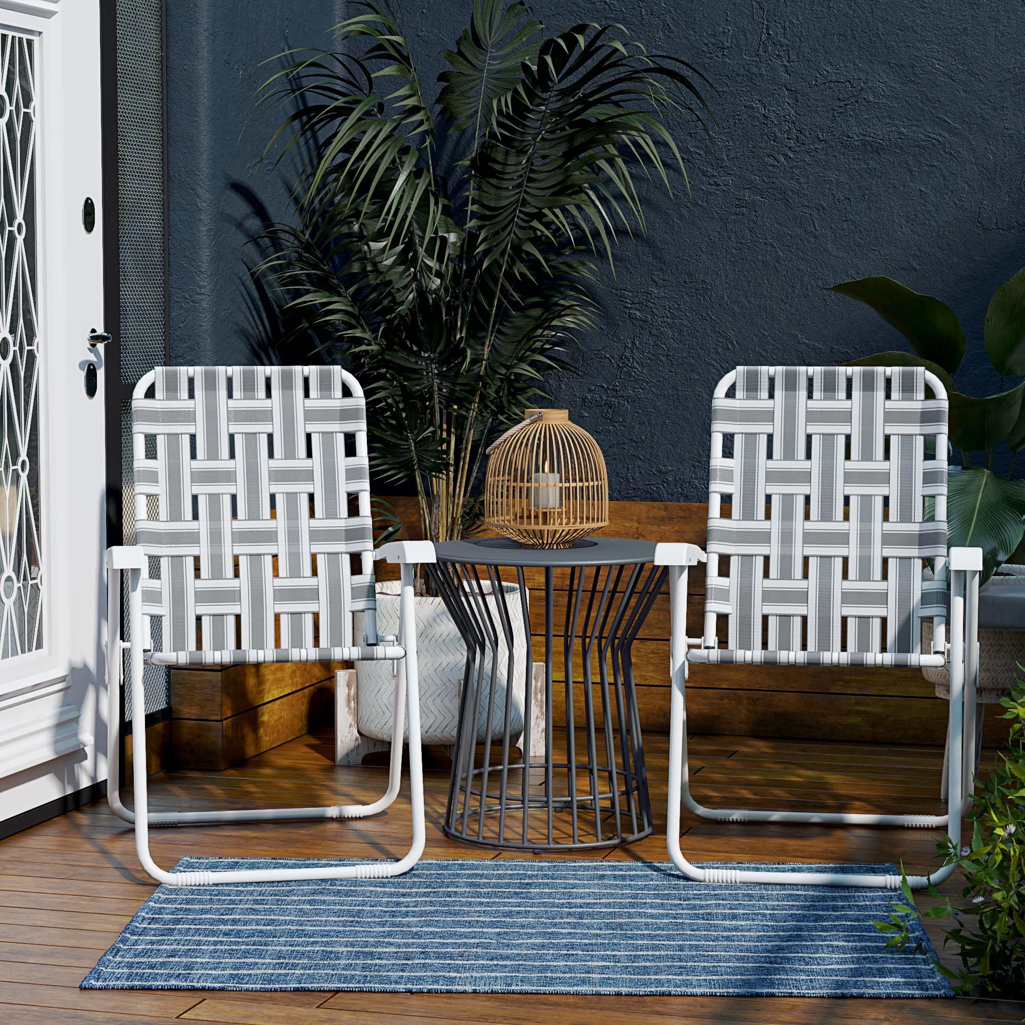 Novogratz Poolside Gossip, Priscilla Folding Chairs, 2-Pack, Gray