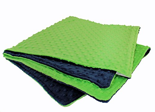 MEG ORIGINAL Navy Blue & Lime Green Minky Dot Baby Blanket 972