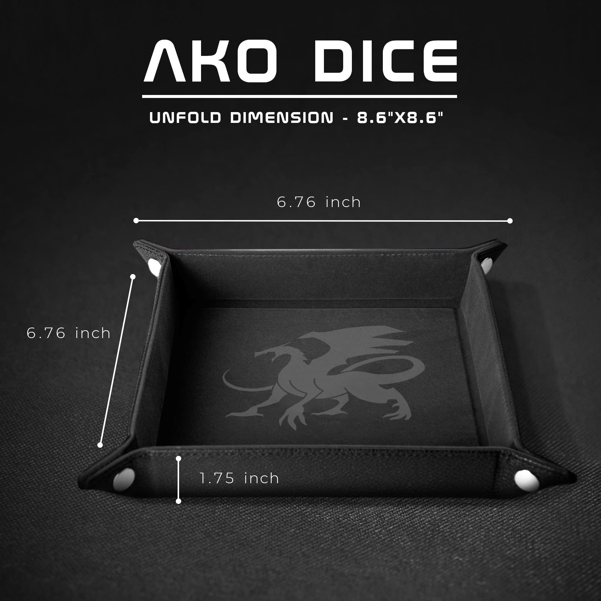 Dice Tray - Green Velvet dice Rolling Tray by AKO Dice - for RPG, DND, and Other Dice Games.