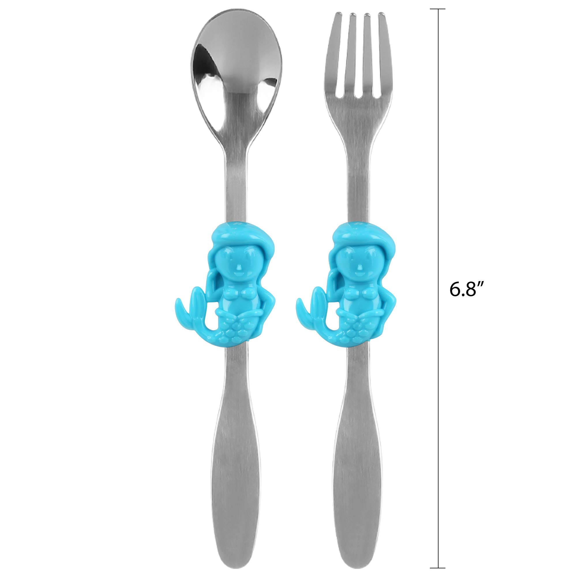 Kids Divided Plate with Utensils - Children's Meal Set with Plate, Fork and Spoon - Mermaid