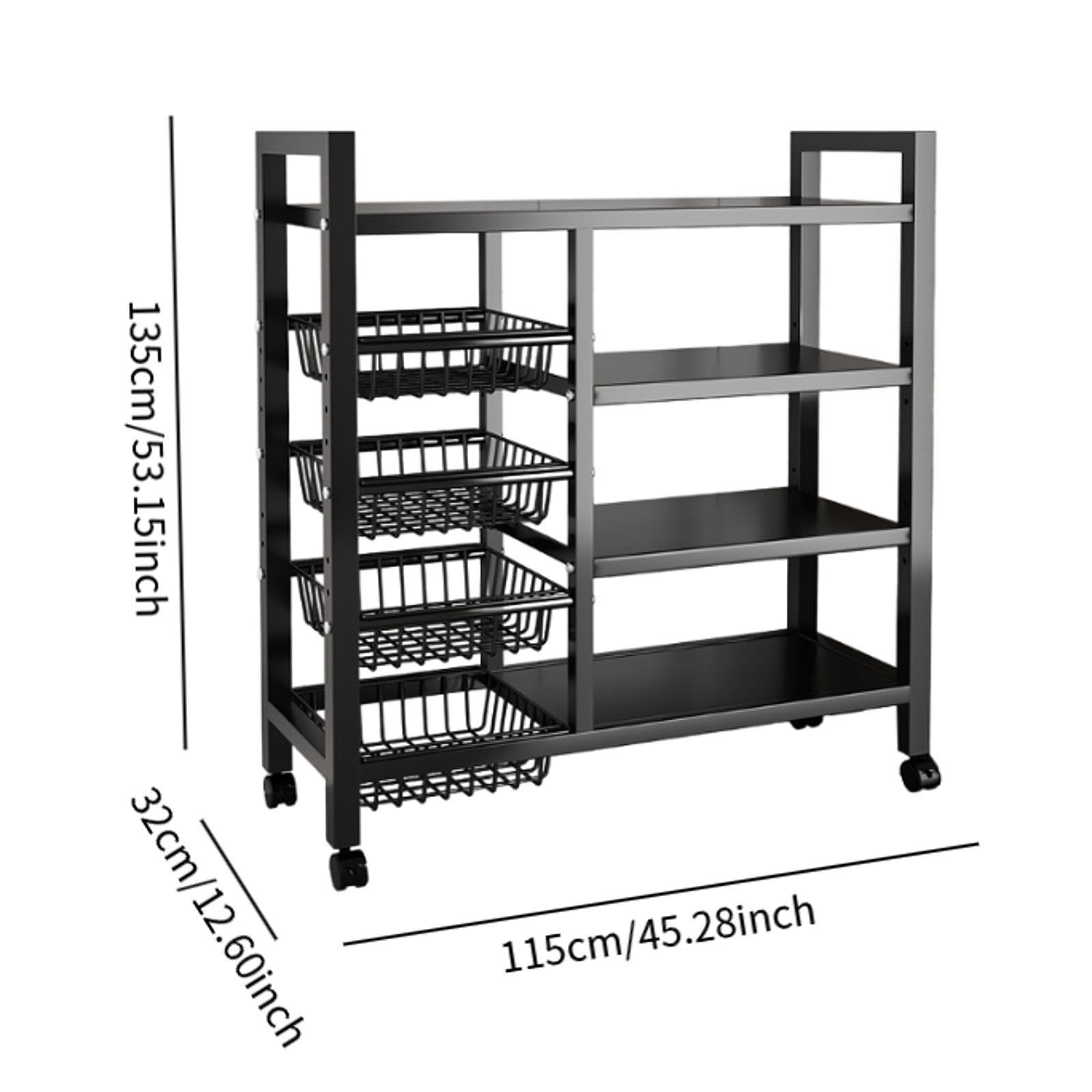 Bothyi Storage Shelves with Wheels, Kitchen Organizer Shelf, Metal Shelving Rack for Closet, Garage, House Warming Gifts, 80cmx135cm