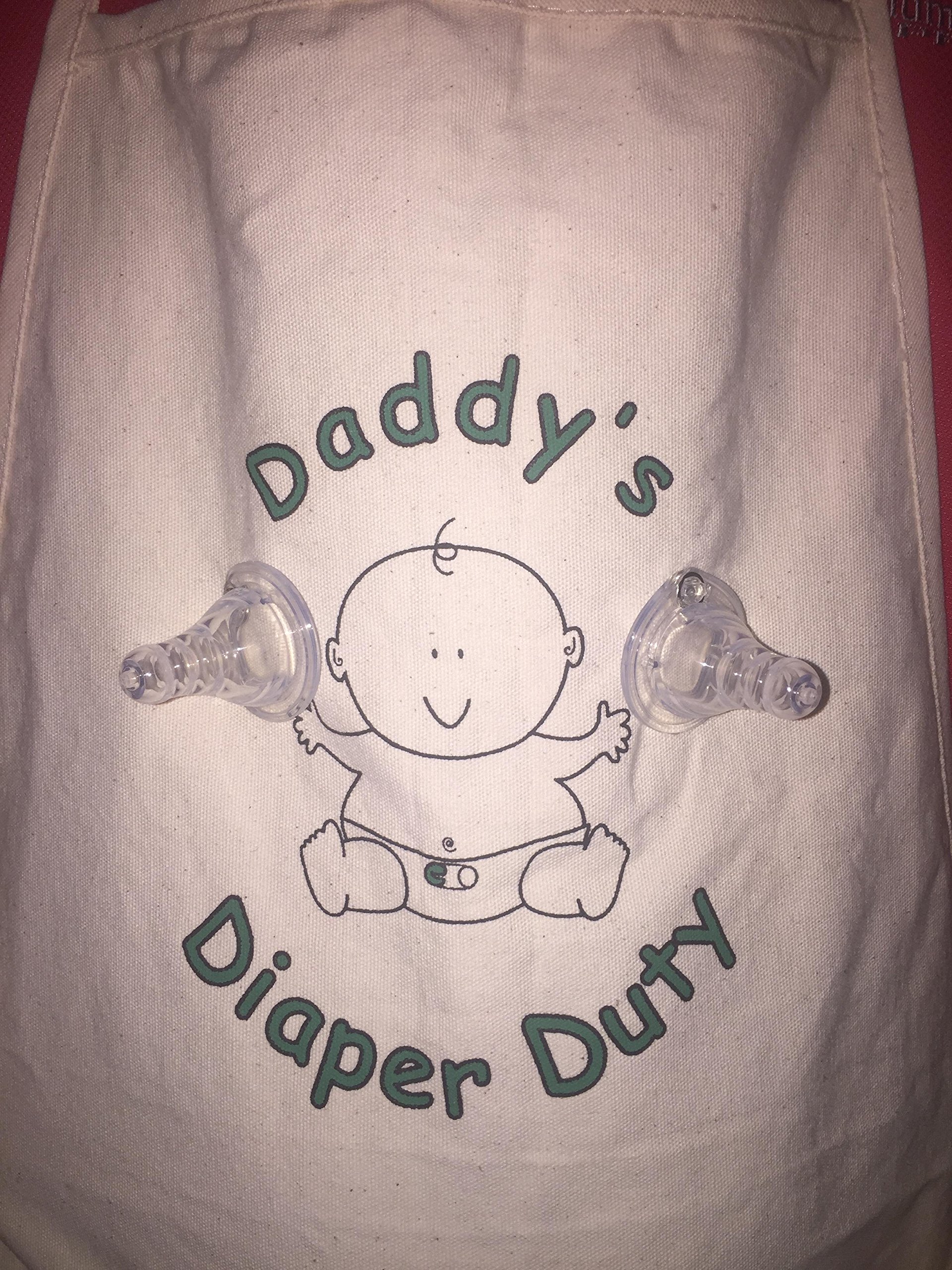 Genius Baby Toys | The ORIGINAL Daddy's Diaper Duty Apron and New Dad Gag Gift with Bottle Nipples, Gloves, Mask, Clothespins