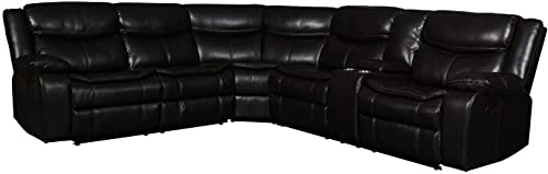 Blackjack Furniture Marsden Modern Leather Air Reclining Living Room Sectional, Brown