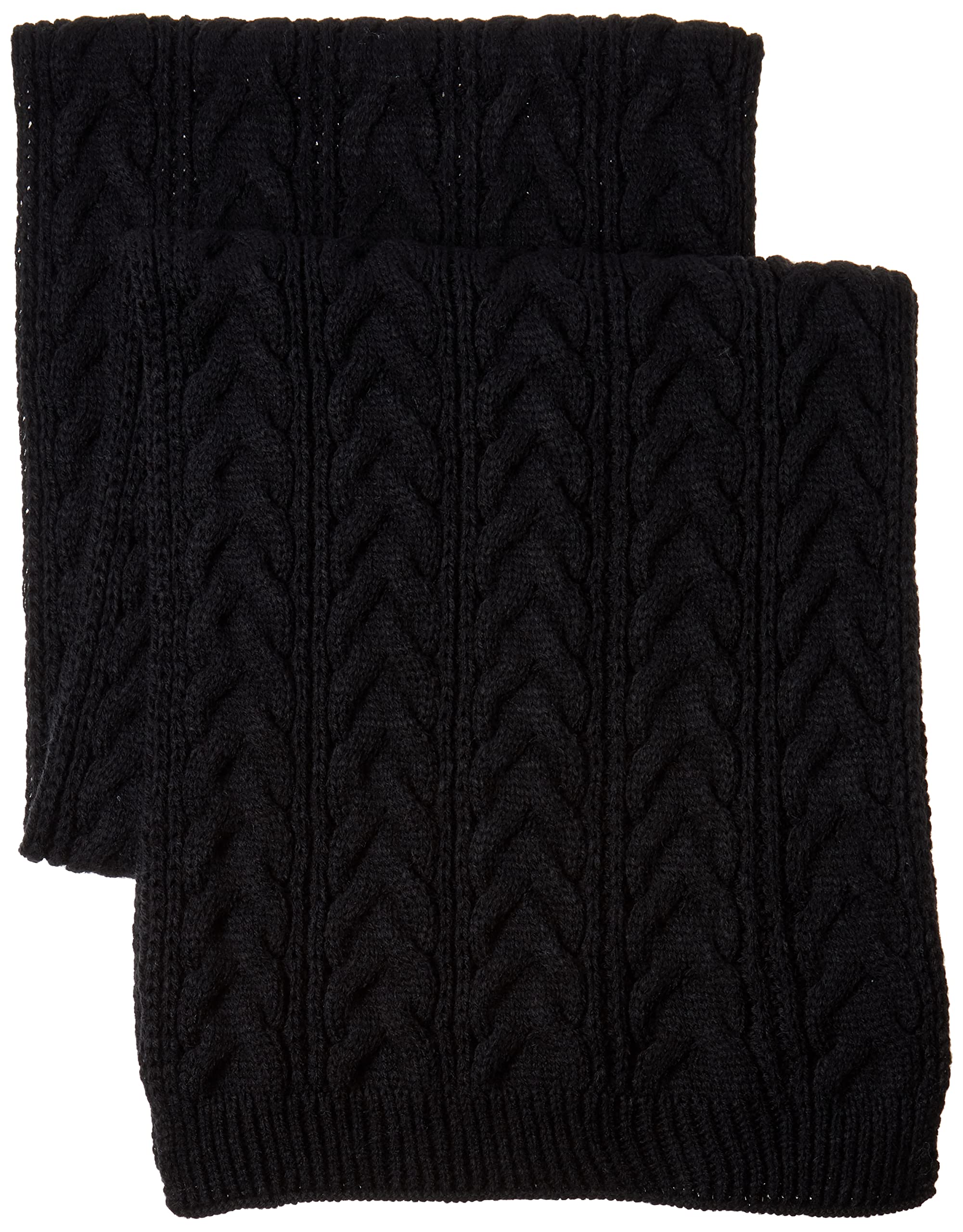 Amazon Essentials Women's Cable Knit Hat and Scarf Set, Black, One Size