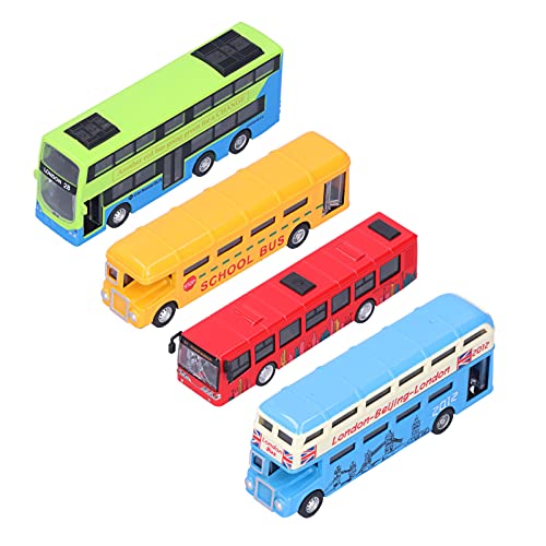 AOZU Kids Bus Model, Safe Materials Cartoon Graffiti Spray Paint Bus Toy Set for Kids((Group C Bus Set 4 Piece Set))