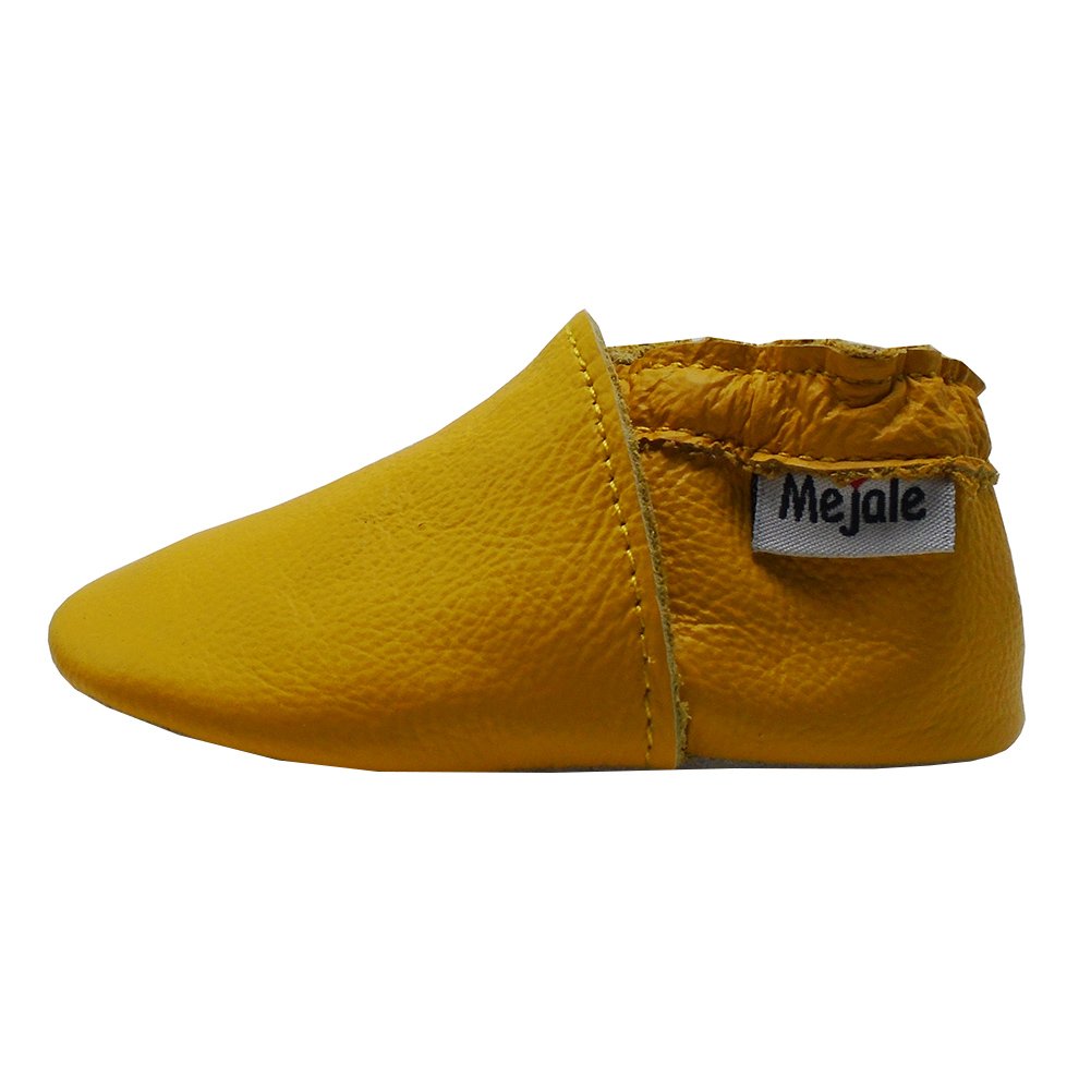Mejale Baby Infant Toddler Shoes Slip-on Soft Sole Leather Moccasins Pre-Walkers (6-12 Months/US 3-4C Infant, Yellow)