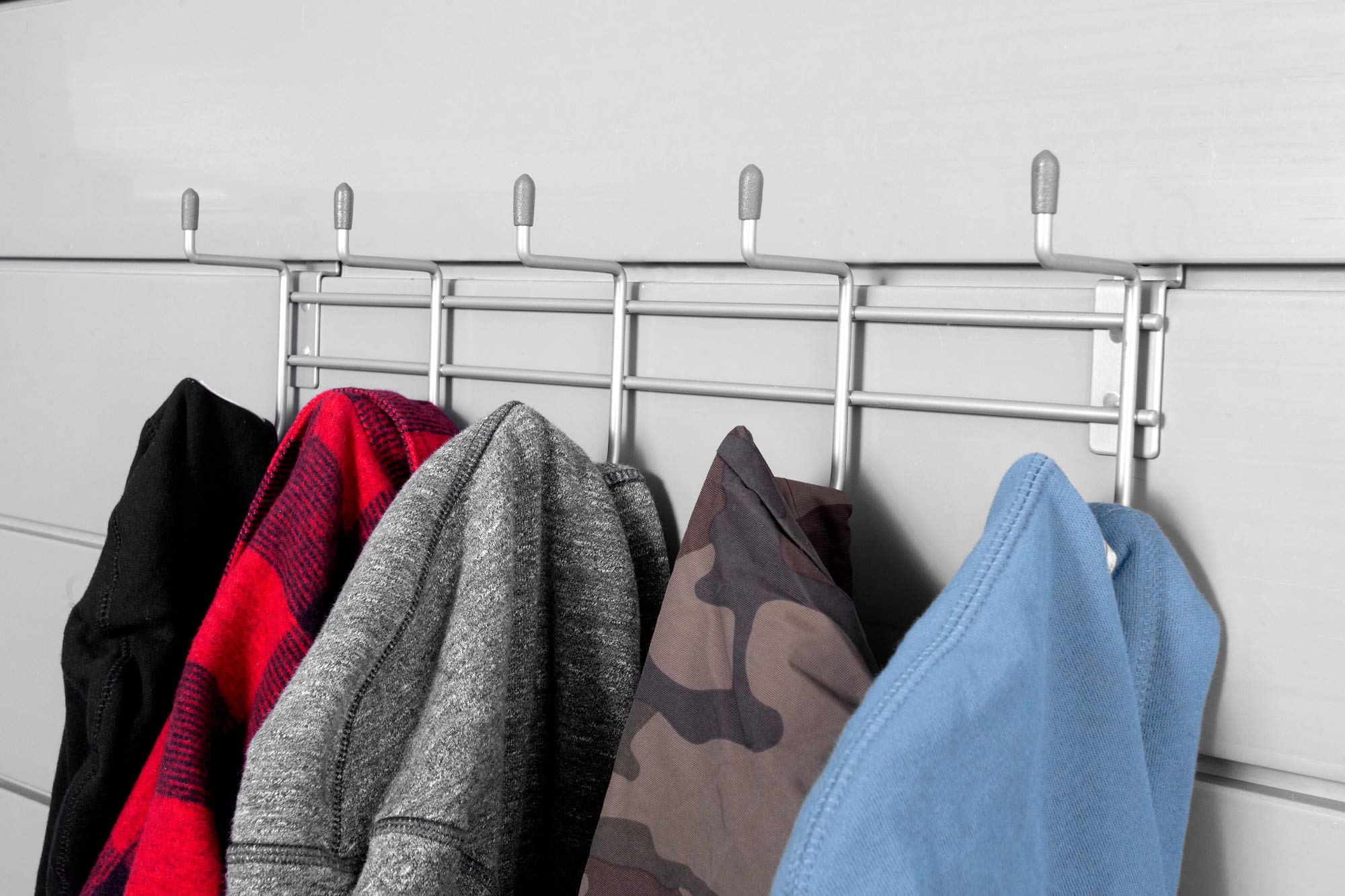 Crownwall Heavy Duty Steel Coat Hooks Bracket with 10 Pegs, Compatible Slat Wall Storage Organizer (2 Pack)