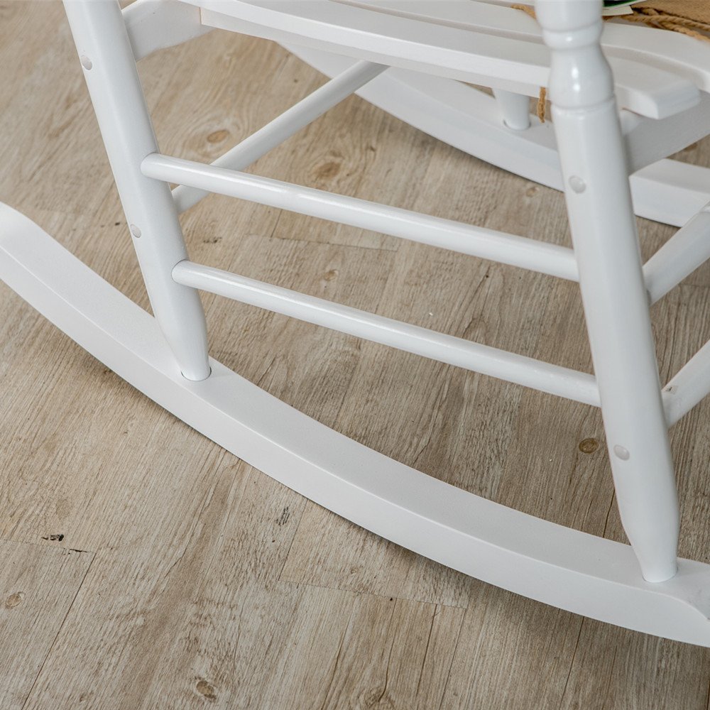 BplusZ Outdoor Patio Wooden Rocking Chairs Small Folding Side Table Set 3 Piece Furniture, 2 Rockers and 1 Foldable End Table, Porch Bistro Balcony, White
