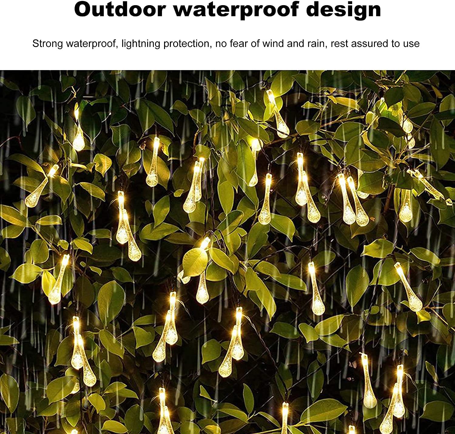 Comoo Solar String Lights Outdoor 21 Feet 30 LED Solar Lights 1Pc Outdoor Decorative 8 Mode Solar String Lights for Garden,Parties,Wedding-Warm Light