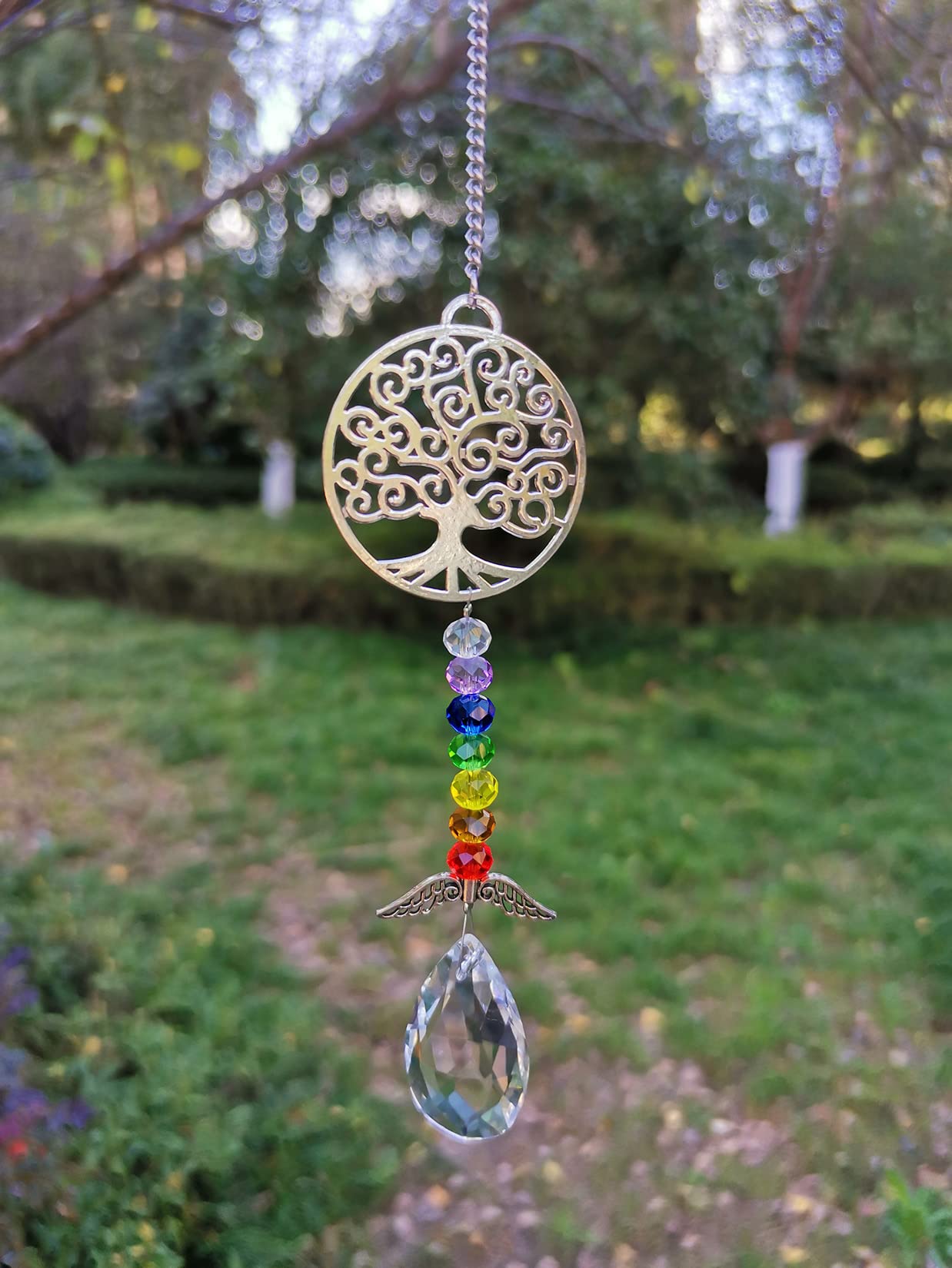 Healing Crystal Car Hanging Tree of Life Accessories Rearview Mirror Window Garden Decorations Wall Home Decor Ornaments