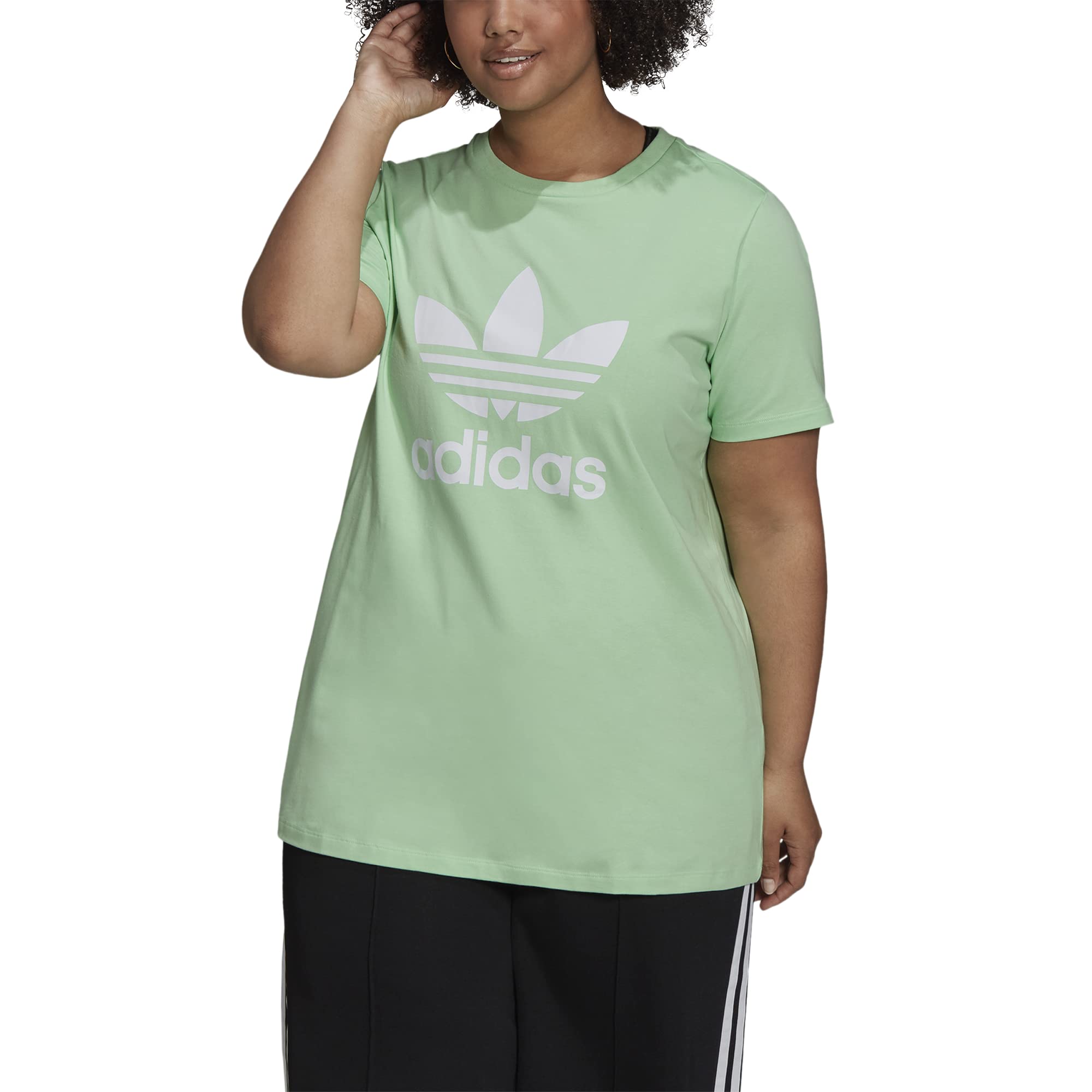 adidas Originals Women's Trefoil Tee, Glory Mint, 1X