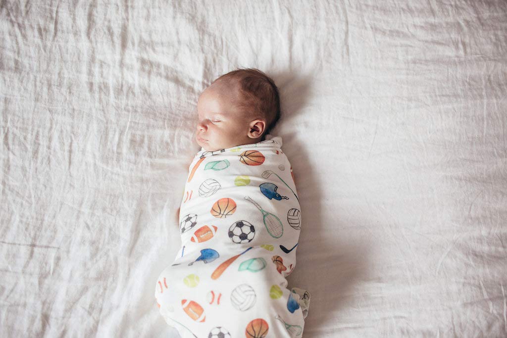 Large Premium Knit Baby Swaddle Receiving Blanket "Varsity" by Copper Pearl