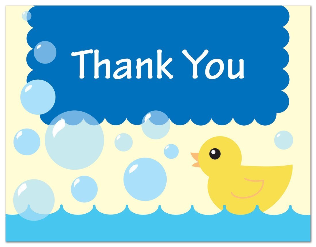 menlexly 50 Cnt Yellow Duck Blue Bubbles Baby Shower Thank You CardsF