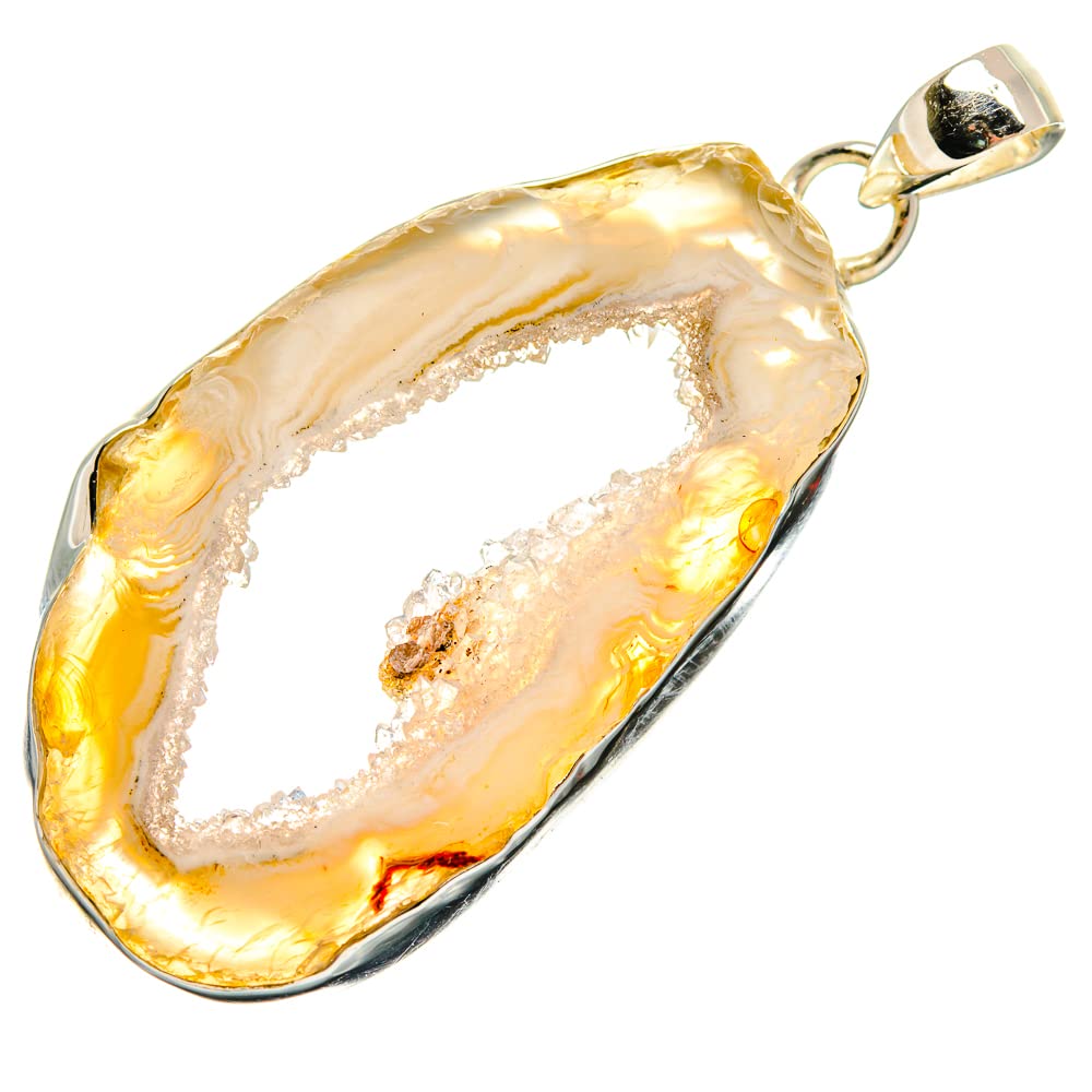 Ana Silver Co Occo Geode Pendant 2" (925 Sterling Silver) - Handmade Jewelry, Bohemian, Vintage PD25161