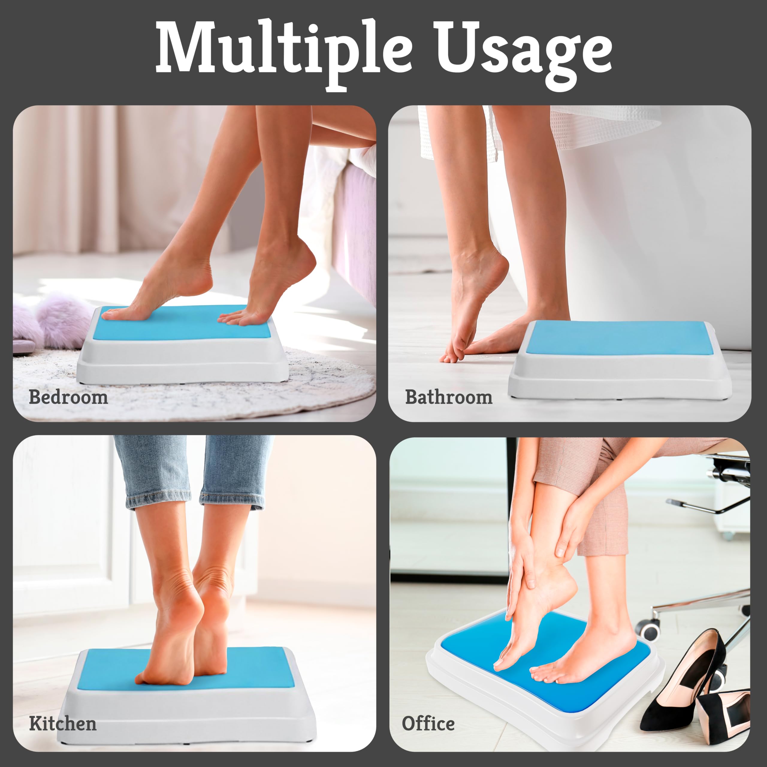 Bath Shower Step Stool - Slip Resistant, Stackable, Indoor/Outdoor - Safety Stepping Stool Bathroom Aid for Adults, Elderly, Seniors, Kids, Bathtub, High Beds, Kitchens, 300 lbs Capacity