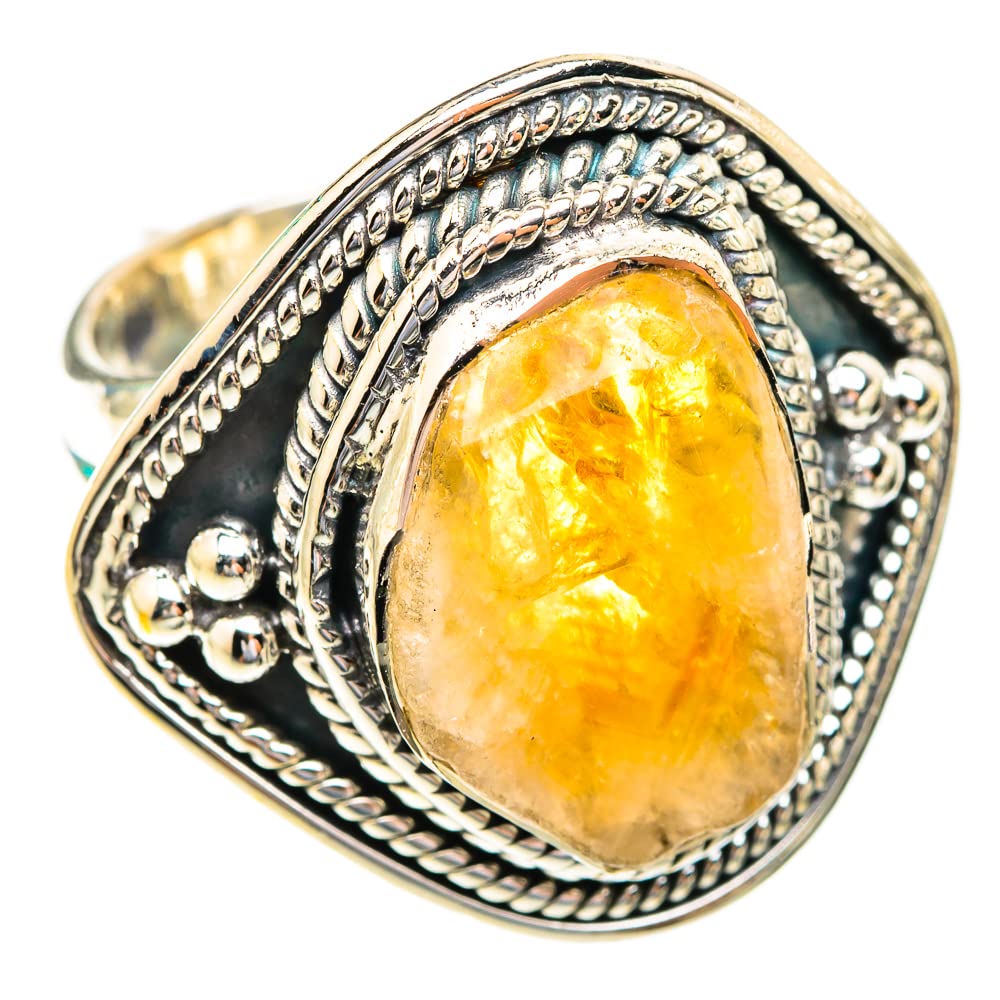 Ana Silver Co Rough Citrine 925 Sterling Silver Ring Size 6.5 - Handmade Jewelry, Bohemian, Vintage RING118982
