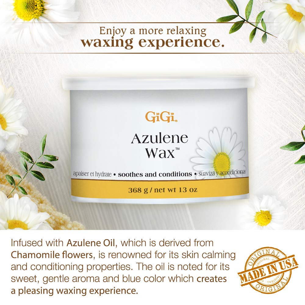 GiGi Azulene Hair Removal Wax, Whole Body Soft Wax, Soothes and Conditions, Normal Skin, 13 oz. 1-pack