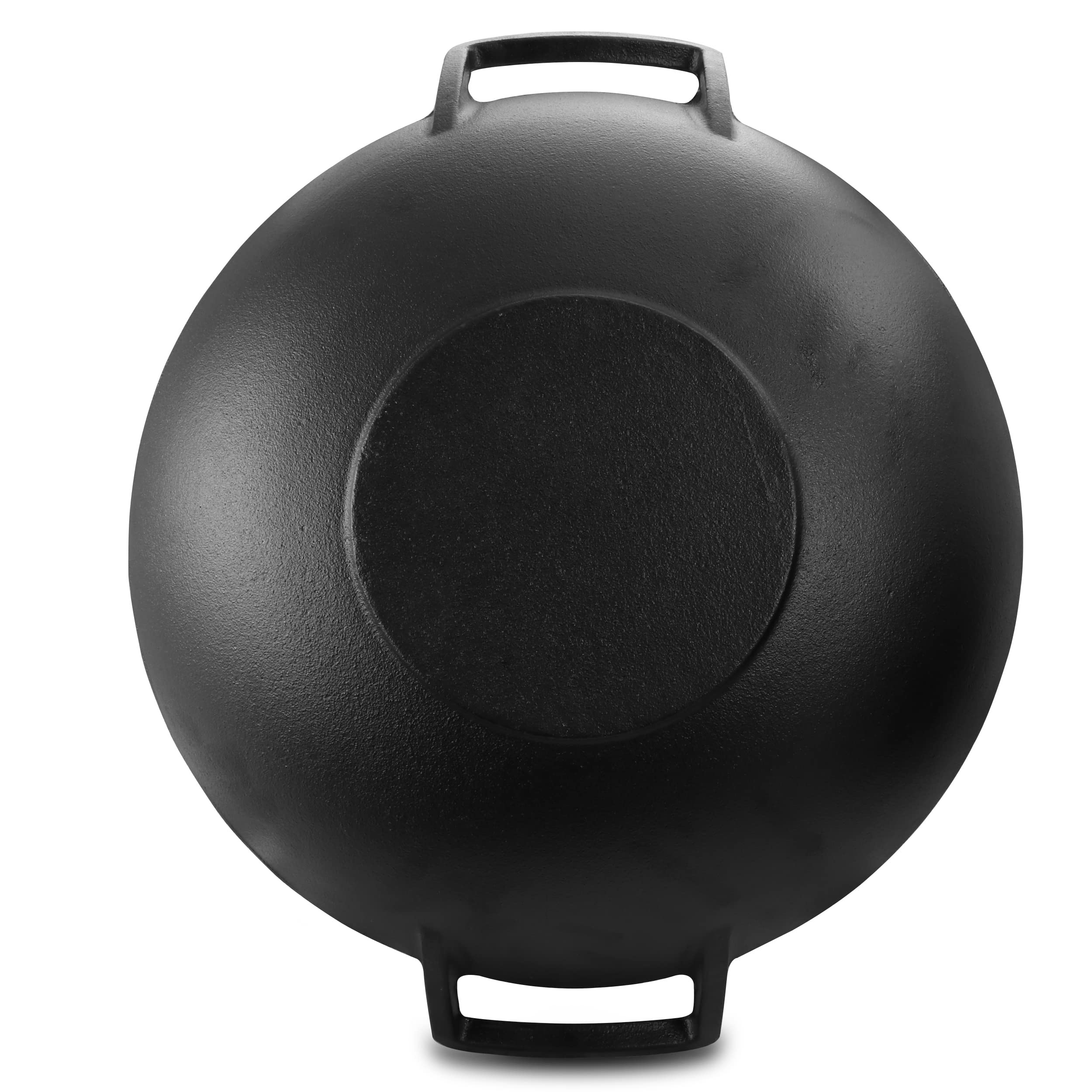 MegaChef 2 Piece 14 Inch Heavy Duty Cast Iron Wok with Wood Lid