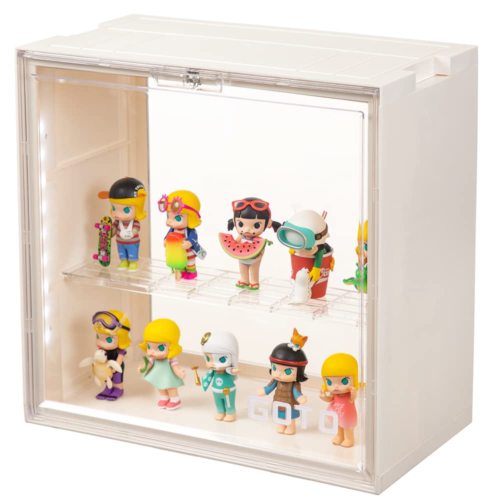 GOTO LED Lighting Display Box, Display Storage Case, Show Case for Bearbrick 400%, Action Figures, Lego, Collectibles, Pop Mart (19L LED Included Adapter and 2 Partition)