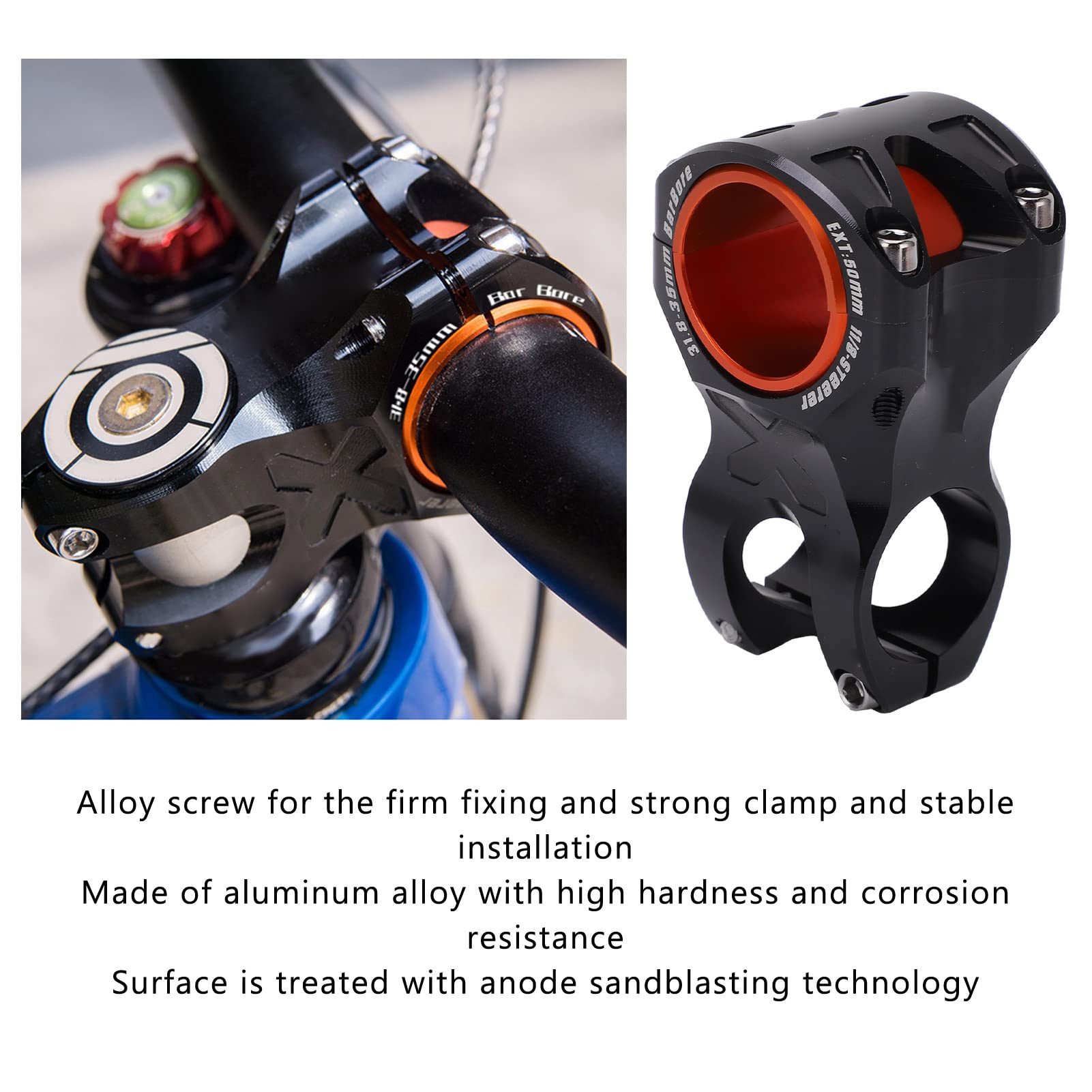 AUHX Short Bike Stem, Bicycle Stem 3D Forging High Hardness Integral Hollow Molding for Road Bike