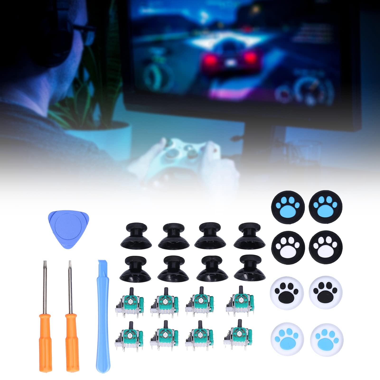 Analog Joystick Kit, Comfortable Replacement Parts for(QM21070991 (cat paw))