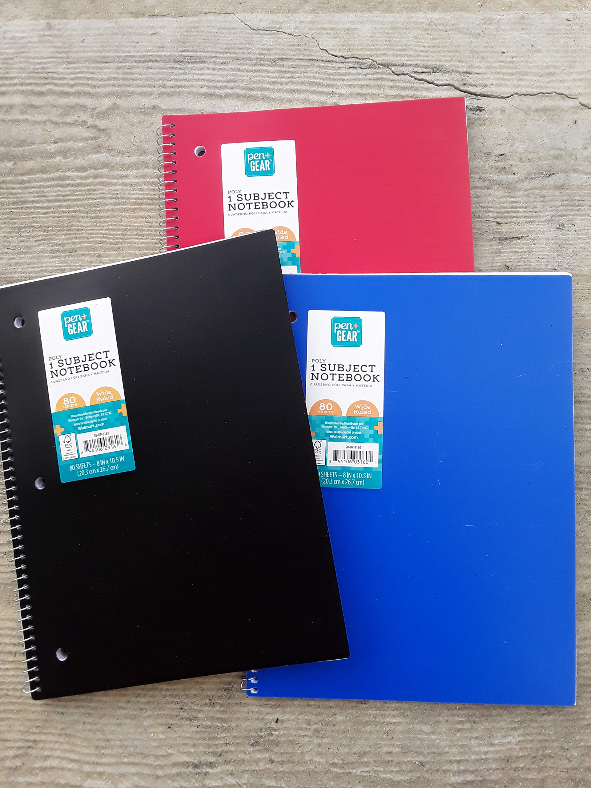 80 Sheets Pen Gear 1 - Subject Notebook (Wide Ruled) Pack of 3 - Purple - Green - Yellow