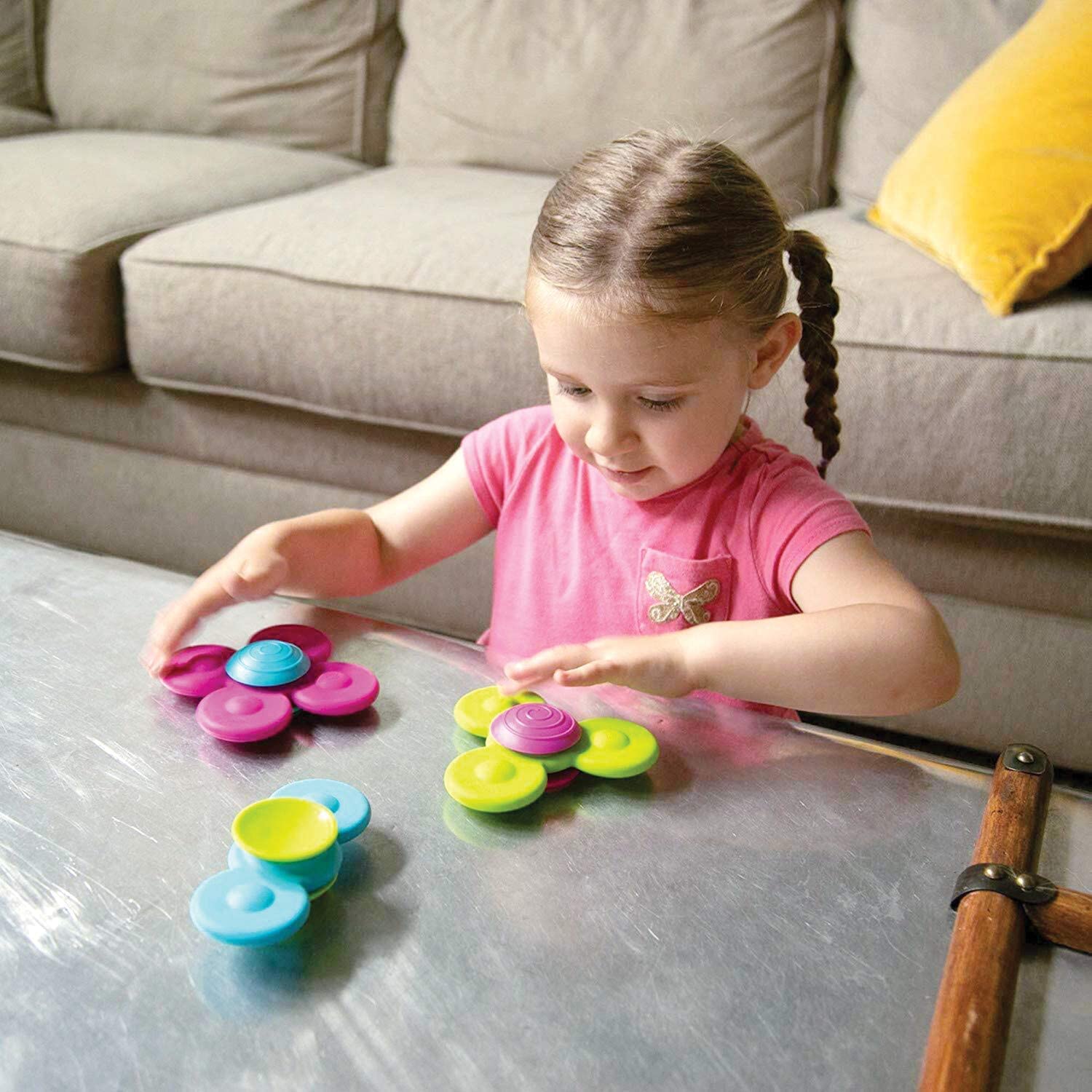 Fat Brain Toys Pipsquigz Whirly-Squigz Suction-Kupz Set - 12 Piece Early Learner Toys - 6 Suction Kupz Stacking Toys, 3 PipSquigz, 3 Whirly Squigz Spinners in Zippered Storage Case - BPA-Free Silicone