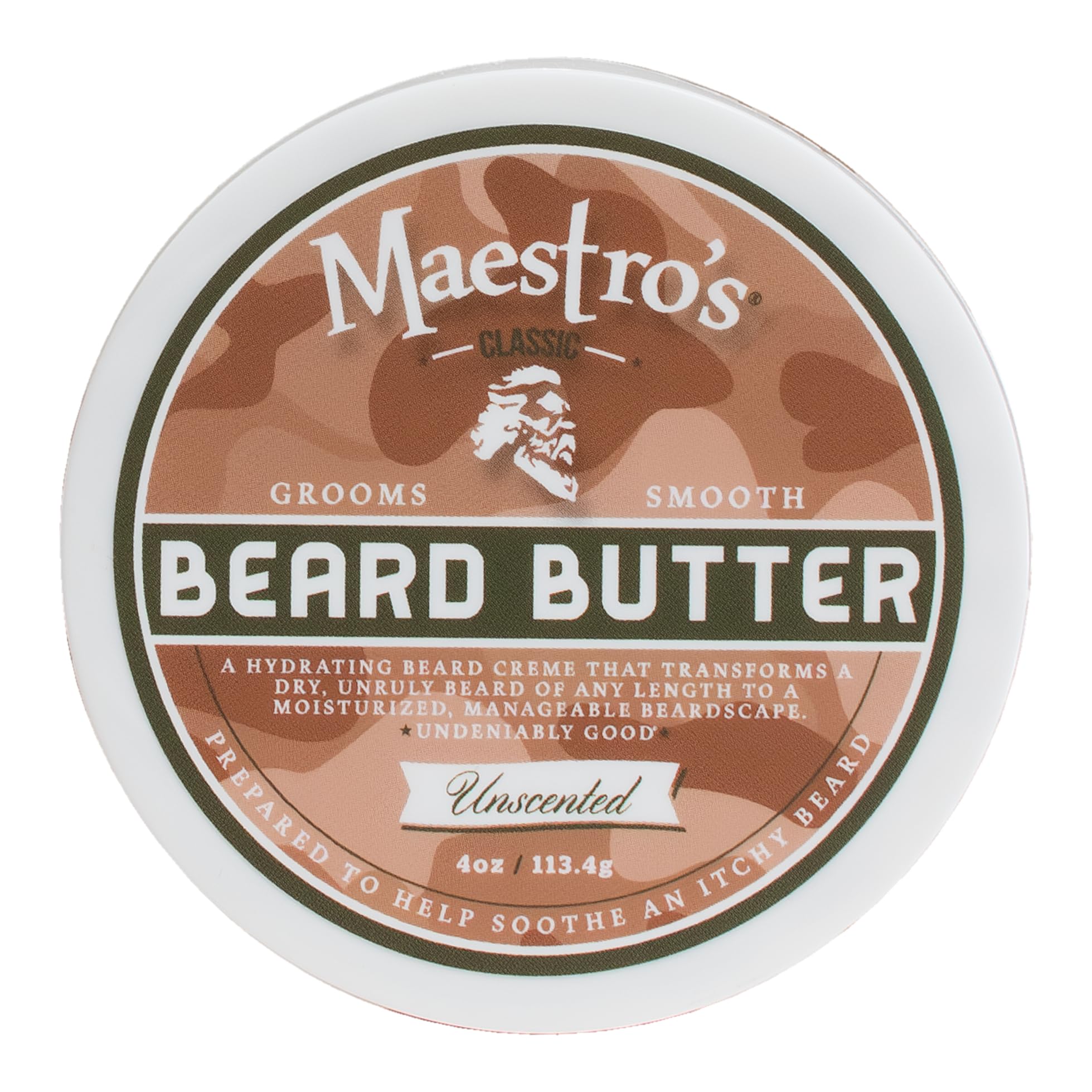 Maestroâs Classic BEARD BUTTER | Anti-Itch, Extra Soothing, Hydrating Beard Creme For All Beard Types & Lengths- Unscented, 4 Ounce