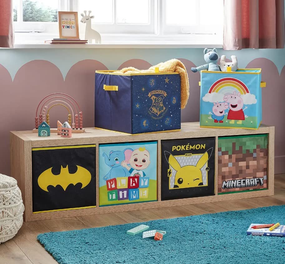 HOX Kids Pokemon Collapsible Storage Boxes with Handles | Durability & high-quality Fabric Foldable Storage Cubes | Compatible Ikea Kallax Furniture | Perfect For Organising Kids Room & Playroom