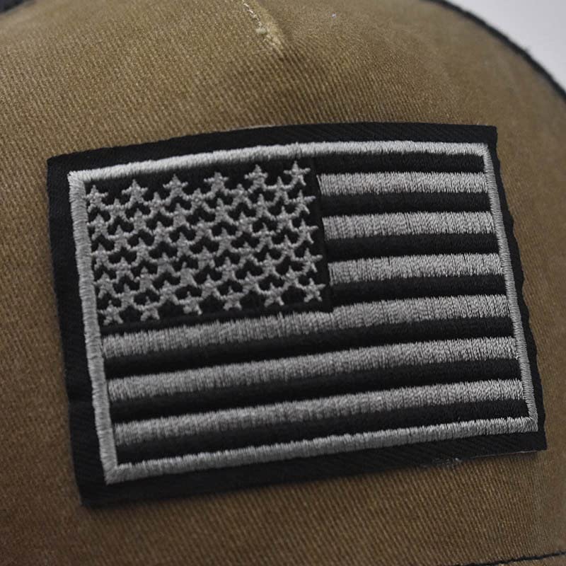 American Flag Trucker Hat - Snapback Hat, Baseball Cap for Men Women - Breathable Mesh Side, Adjustable Fit - for Casual Wear (Wine red)