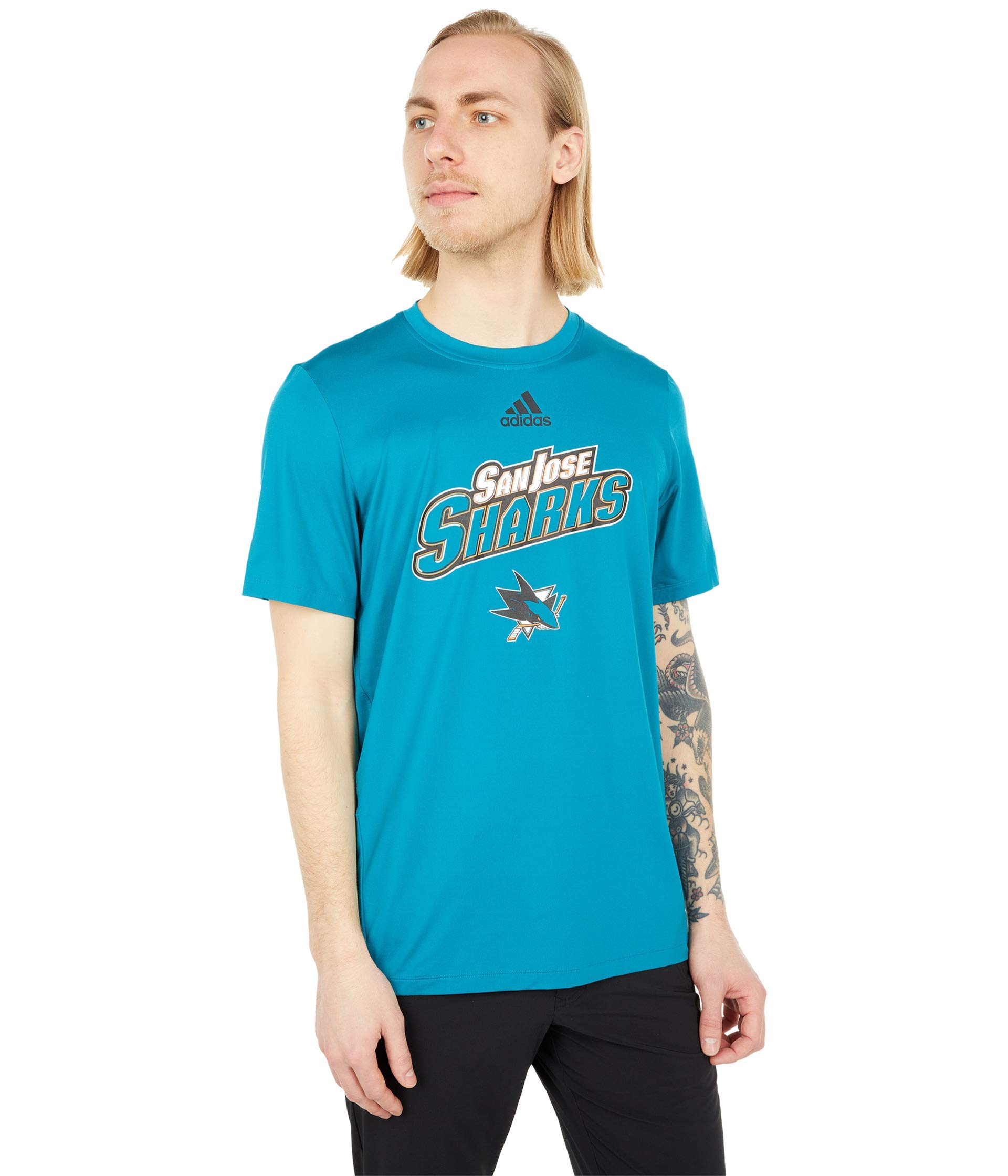 adidas San Jose Sharks Training Tee Shark Teal/Black MD
