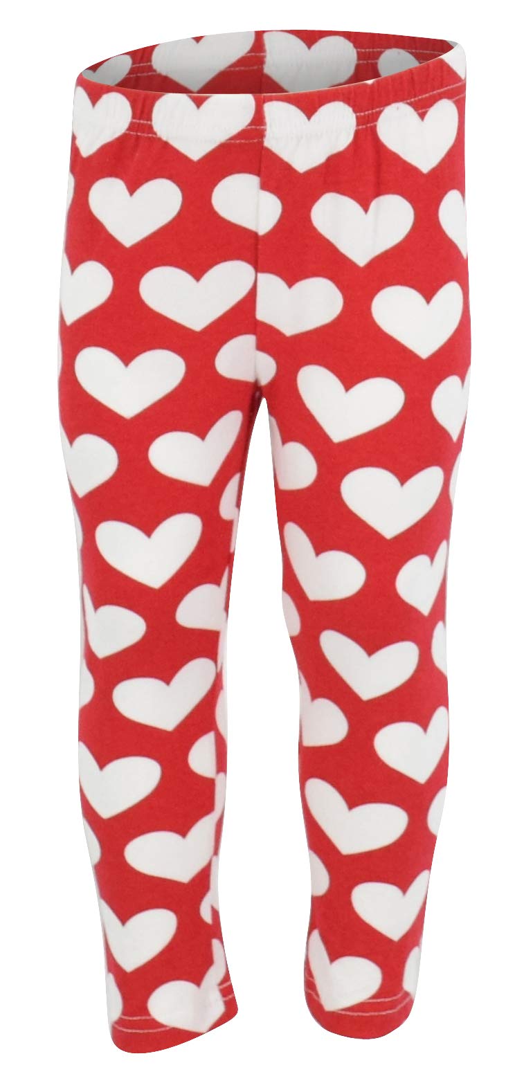 Unique Baby Girls Valentines Day Toddler Double Hearts Legging Set Outfit (4 Years, Red)