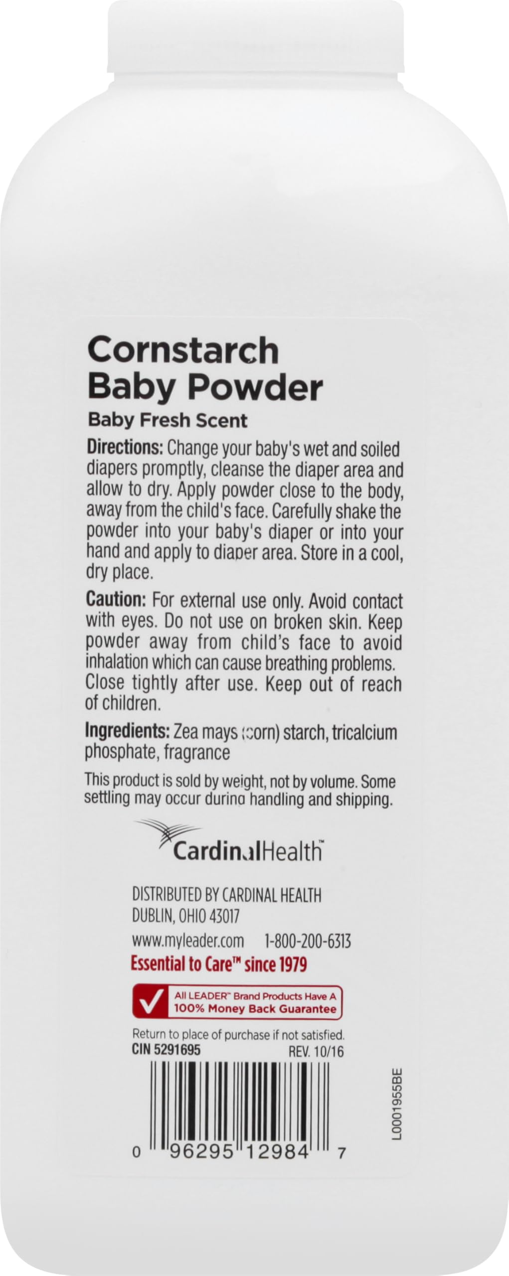 LEADER Cornstarch Baby Powder, Baby Fresh, 15oz Each
