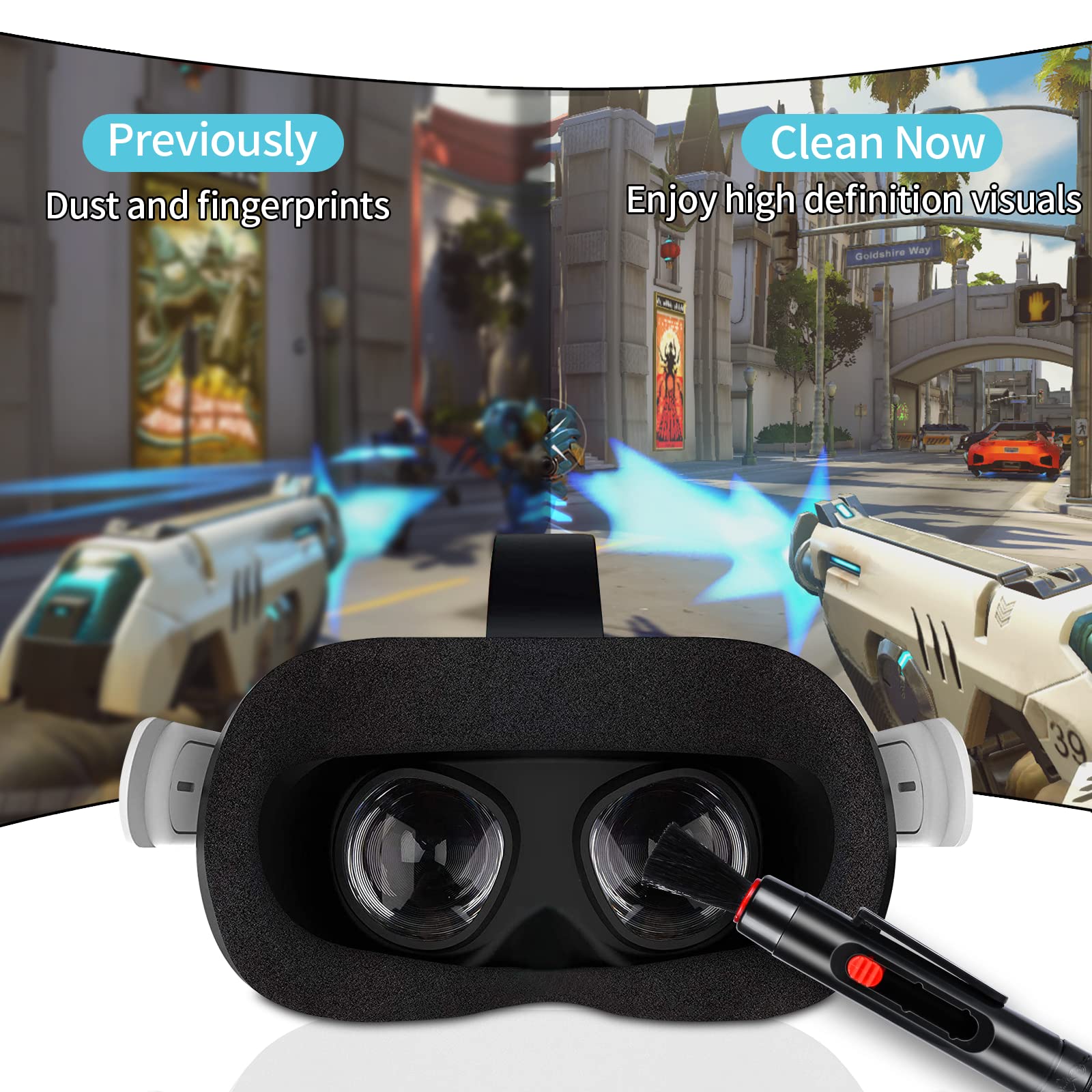 AKIKI VR Headset Cleaning Kit, Lens Cleaner kit for Meta/Oculus Quest 2 Quest RiftS HTC Vive Pro Cosmos Elite Valve Index PS4 VR Pimax Pico VR Headset,Microsoft HoloLens,Cameras,Optical Lens Dust