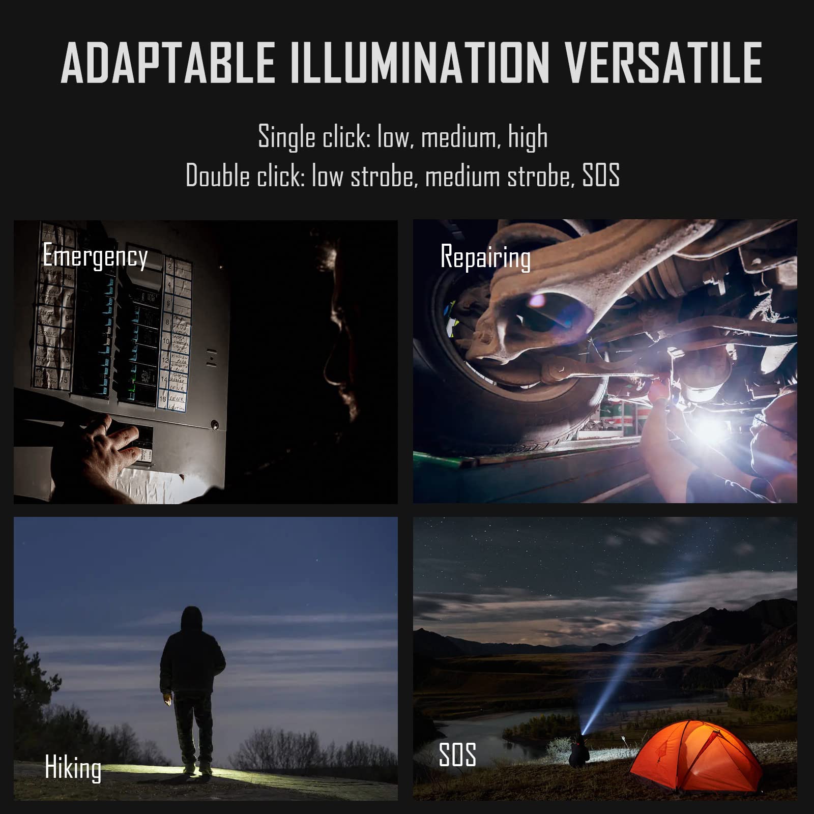 VIPERADE LED Flashlights, Mini Flashlight, Ultra Bright, Powerful Rechargeable Flashlights, Durable Pocket Flashlight for Outdoor, Camping, Hiking and Emergency (MK8)