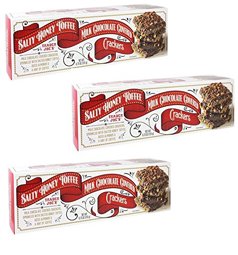 Trader Joe's Salty Honey Toffee Milk Chocolate Covered Crackers 6.75 oz. (Pack of 3 bxs)