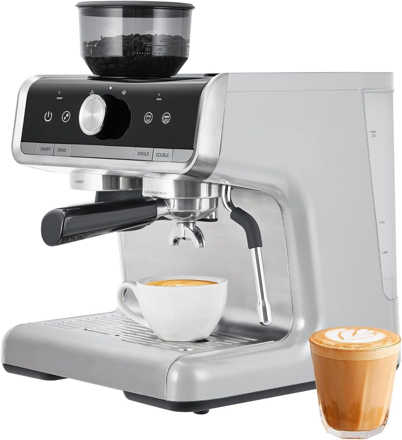 Aprafie Stainless Steel Espresso Machine, 20 Bar Pressure Professional Espresso Machines for Latte, Cappuccino, Macchiato, Home Espresso Maker with Milk Frother, 2.8 Liter Water Tank