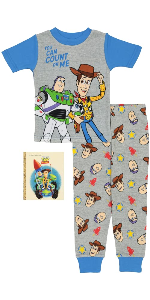 Disney Boys' Toy Story 2-Piece Snug-Fit Cotton Pajamas Set With Book, COUNT ON ME, 4T