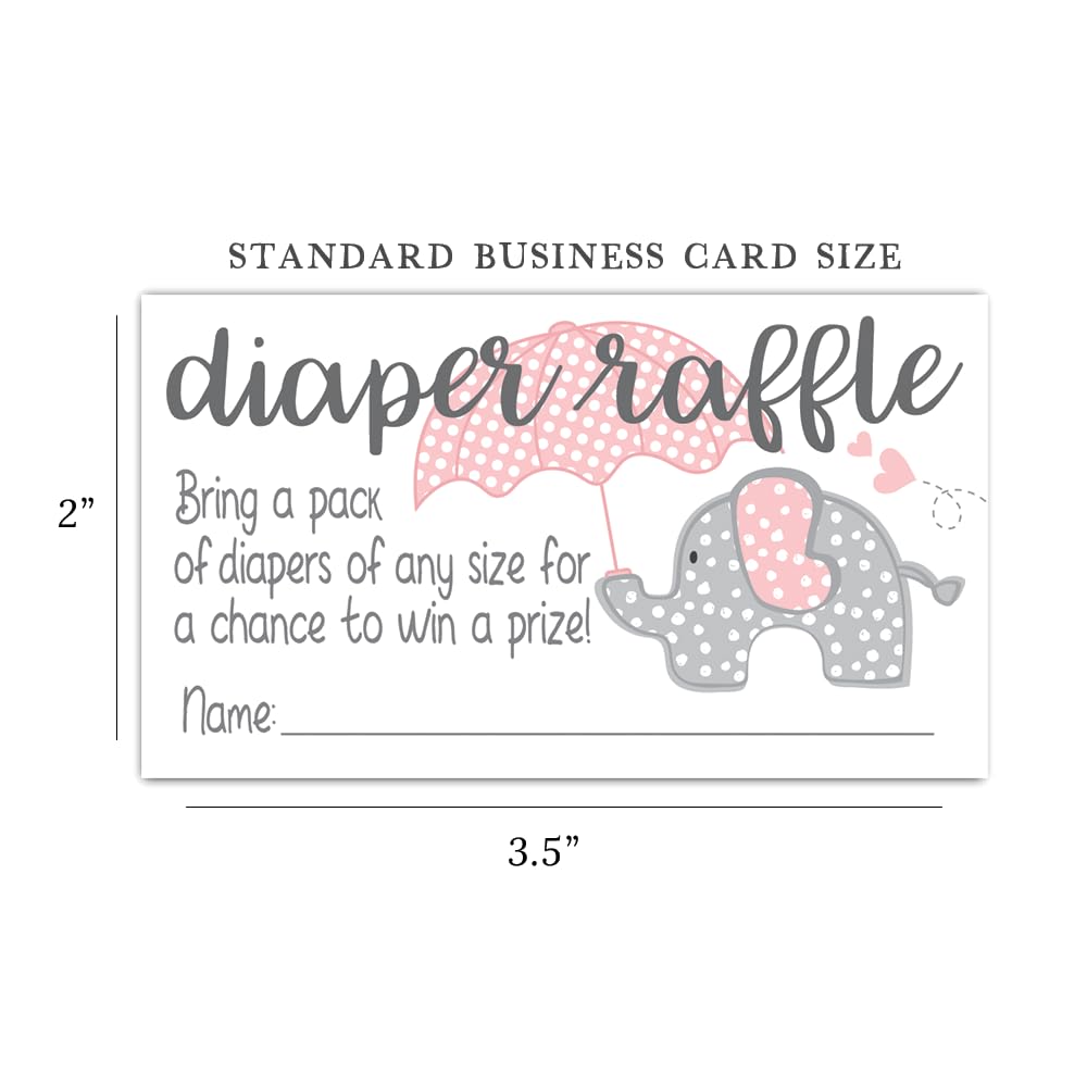 Pink Elephant Diaper Raffle Tickets (50 Count) - Girl Baby Shower Game