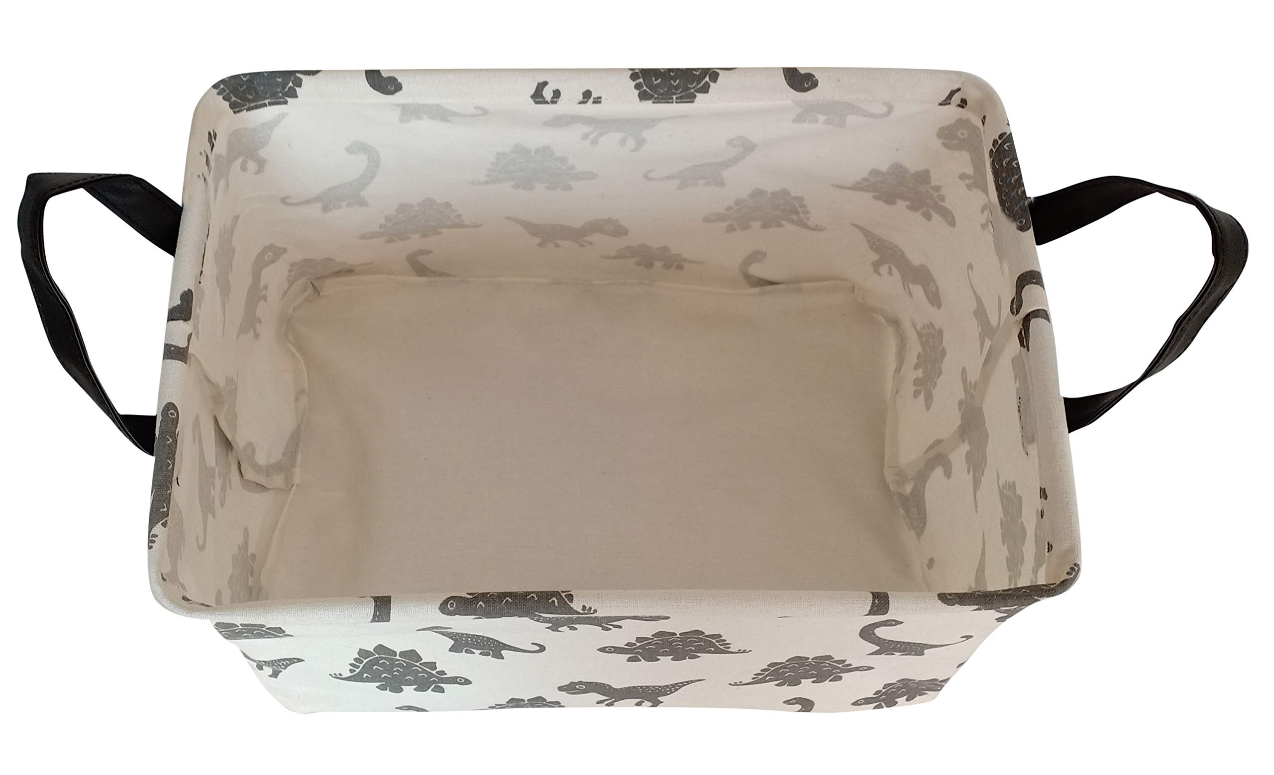 HUAYEE Rectangular Storage Bin Shelf Basket Canvas Fabric Toy Box,Waterproof Coating Nursery Hamper with Handles,Gift Basket for Home,Office,ClothesBooks(REC Dinosaur)