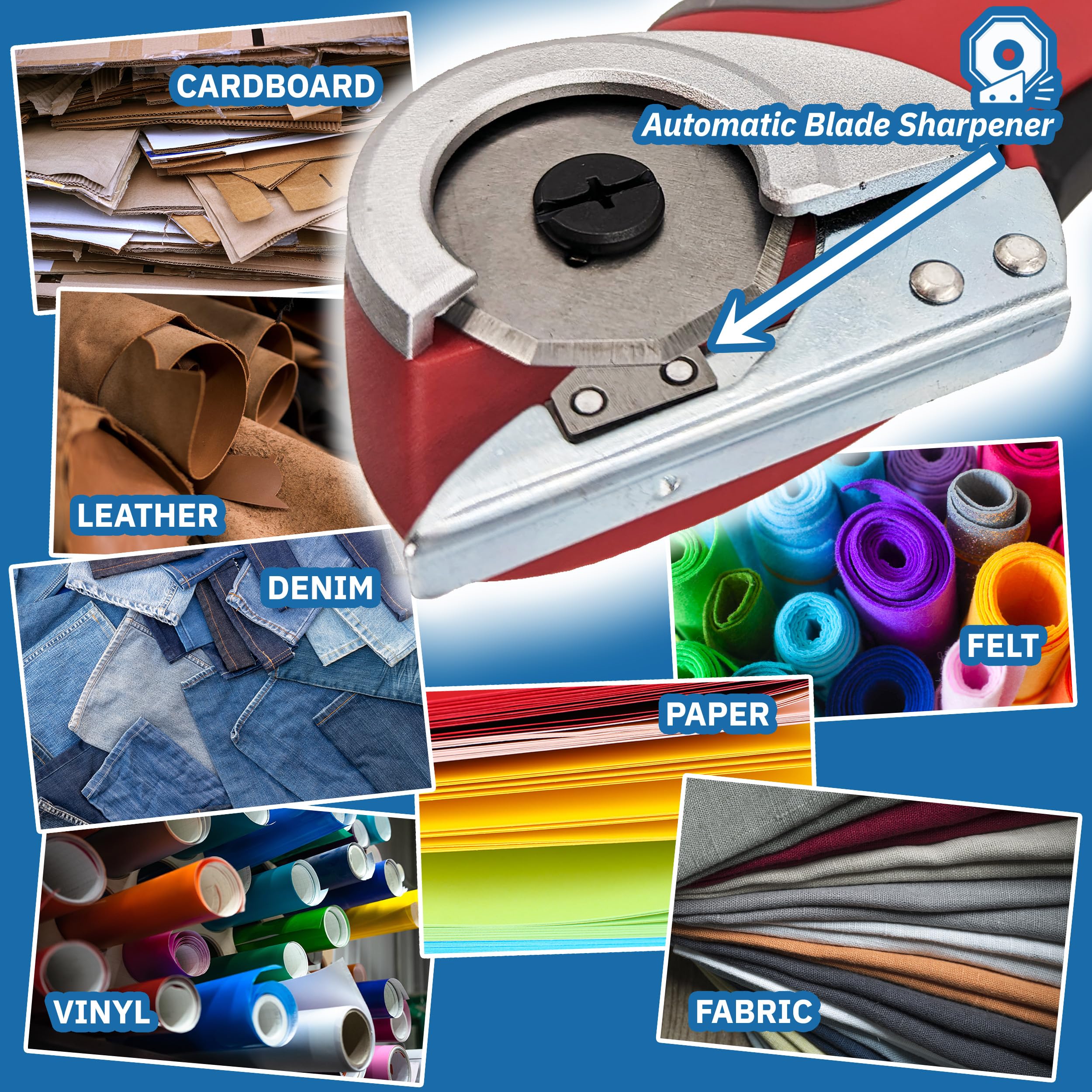 Hercules Cordless Electric Rotary Cutter, the Powerful and Versatile Electric Scissors Built for Cutting Fabric, Cardboard, Plastic, Leather, Vinyl, Carpet and Much More