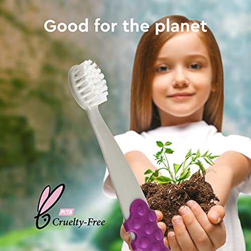RADIUS Totz Plus Brush Kids Toothbrush Silky Soft BPA Free ADA Accepted Designed for Delicate Teeth & Gums for Children 3 Years & Up - Assorted - Pack of 6
