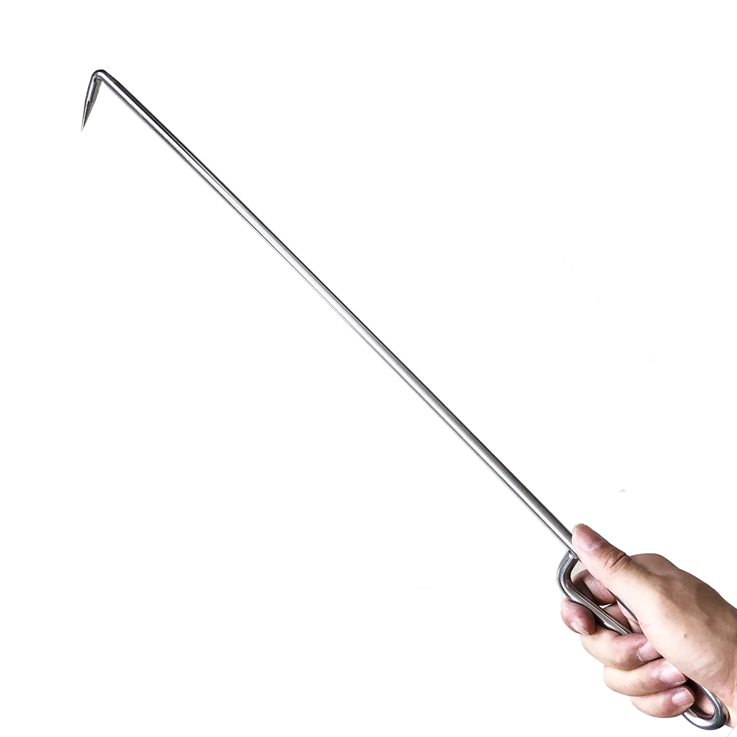GRILLJOB BBQ Grill Charcoal Ash Poker - 20 in Stainless Steel 304 Charcoal Ash Poker Stick, Lid Lifter Grill Grate Lifter, Outdoor Camping Tool Accessory